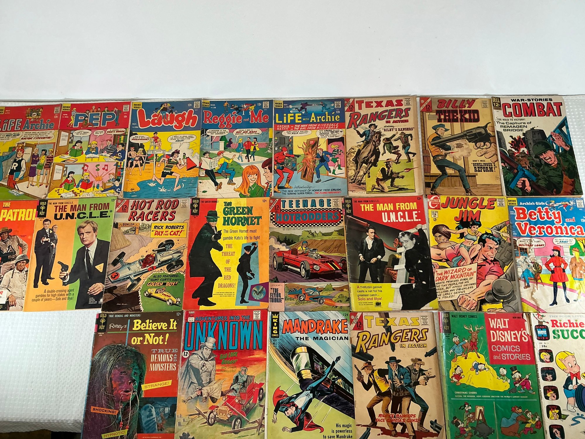 1966-68 23 Vintage Comicbooks, Archie, Texas Rangers, Walt Disney ...