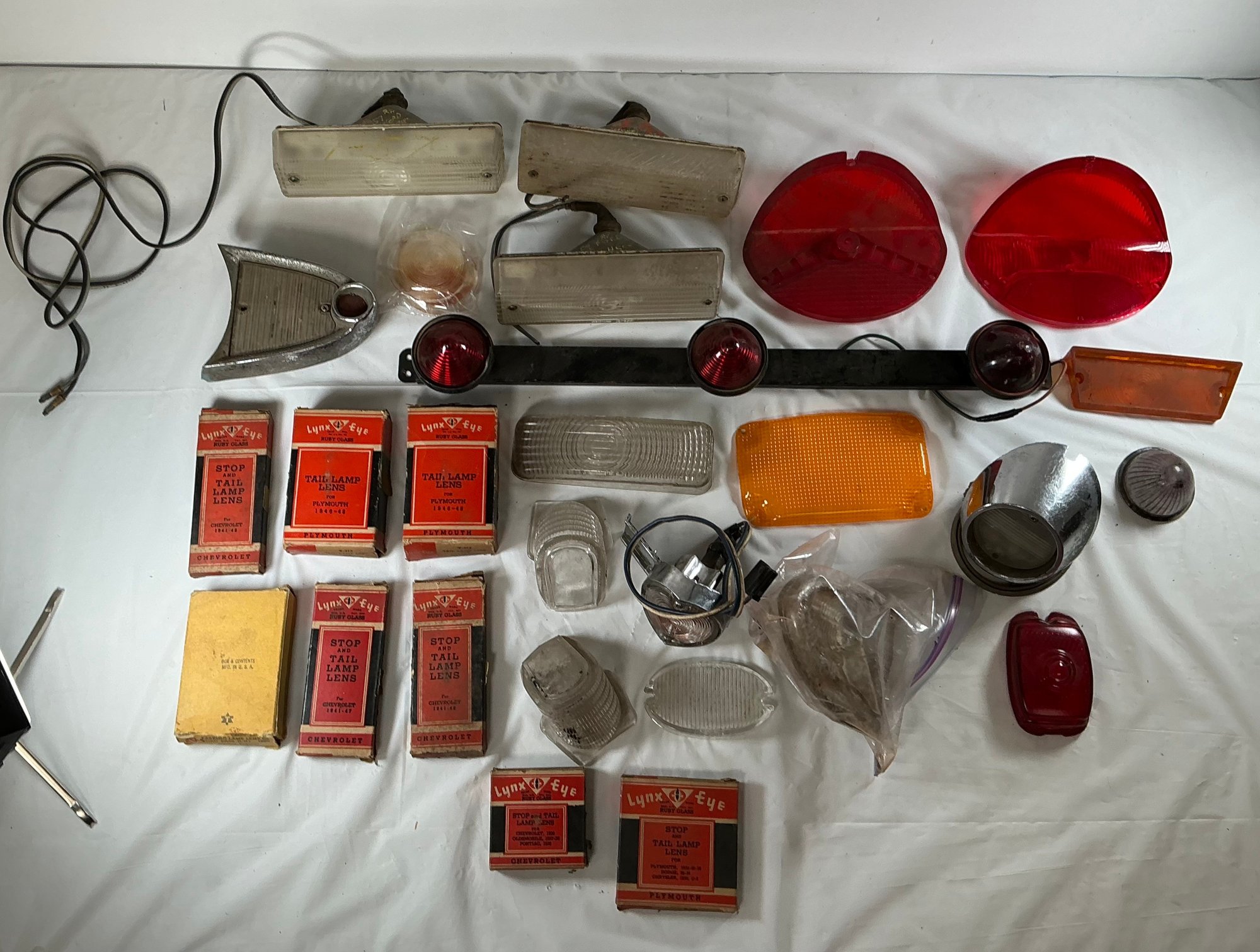 Lot Of Vintage Motor Vehicle Lights, Covers, And Tail Lamp Covers ...