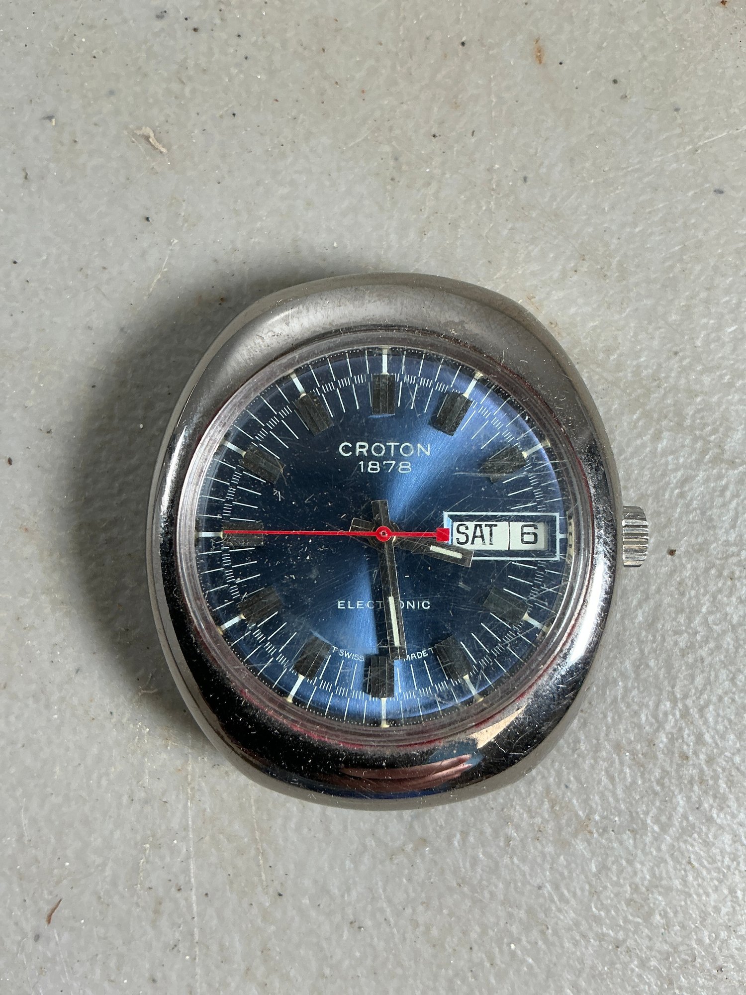Vintage Croton Watch Face -Swiss Made, Electronic, Stainless Steel Back ...