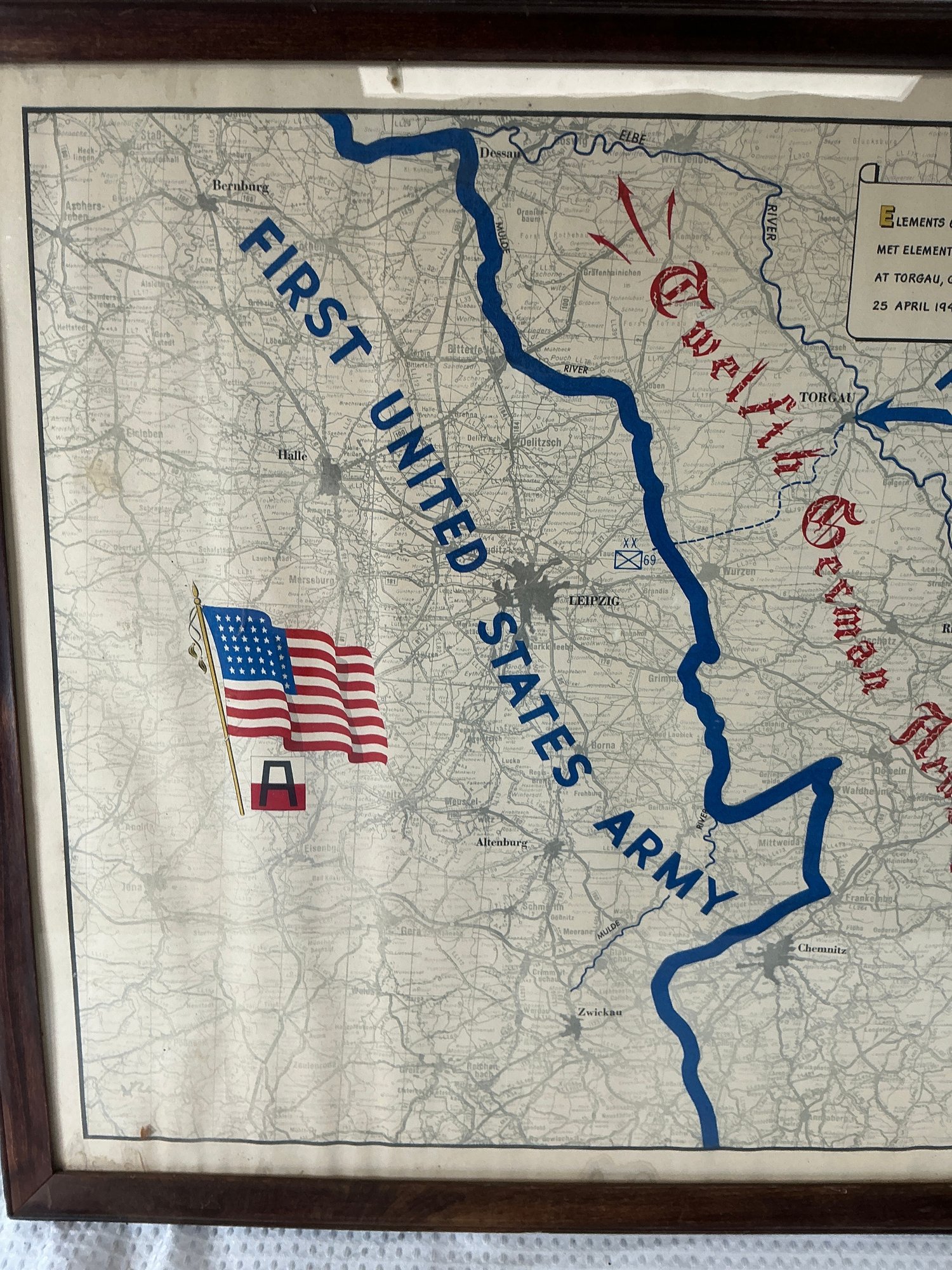 ***SPECIAL** Map Showing Contact Between Gen. Hodges'First U.S.Army & Gen.Jadov's 5TH U.S.S.R ...