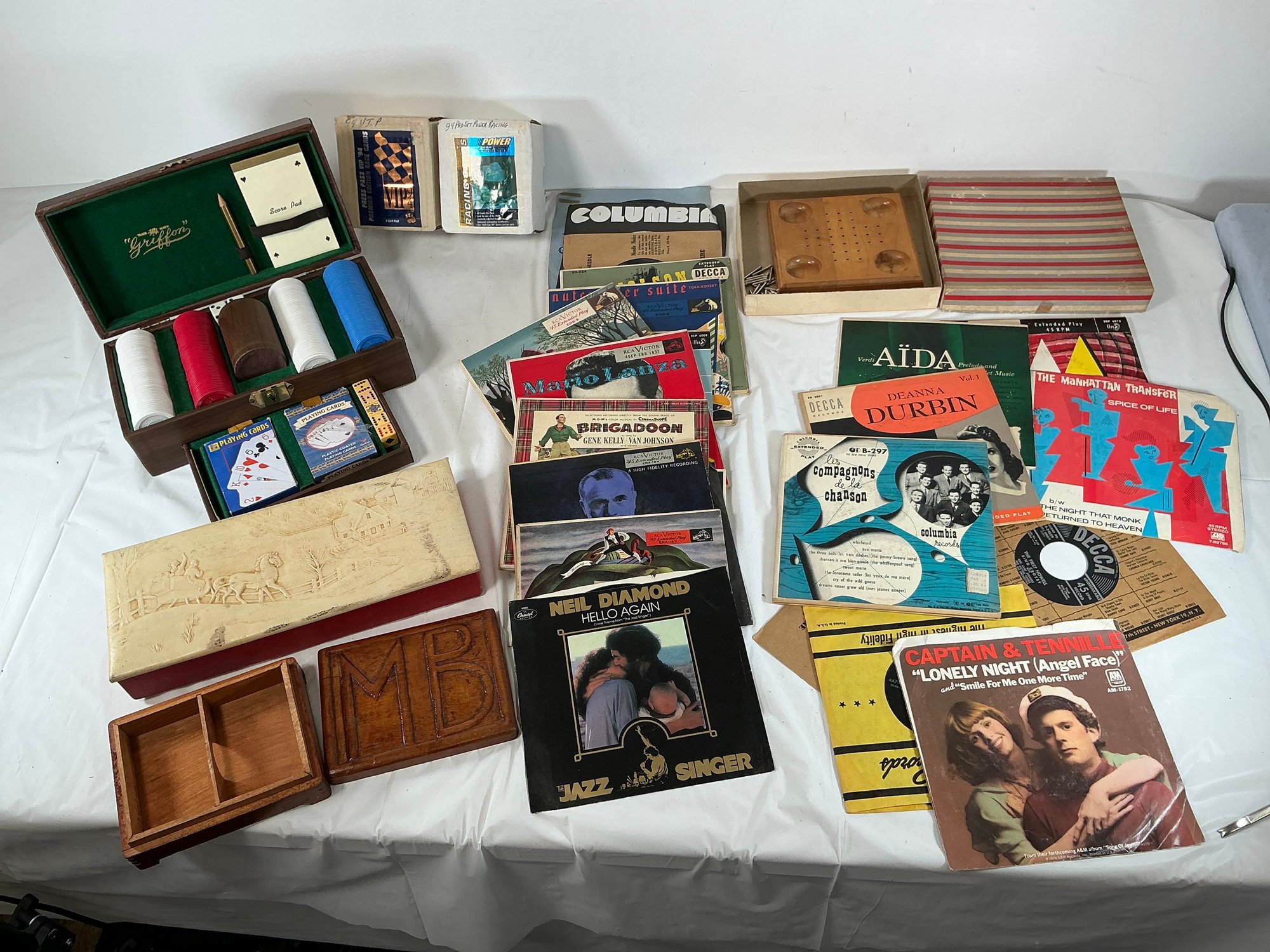 45s - Various Artists, "griffin" Card Game Set, Peg Game, Racing Cards ...