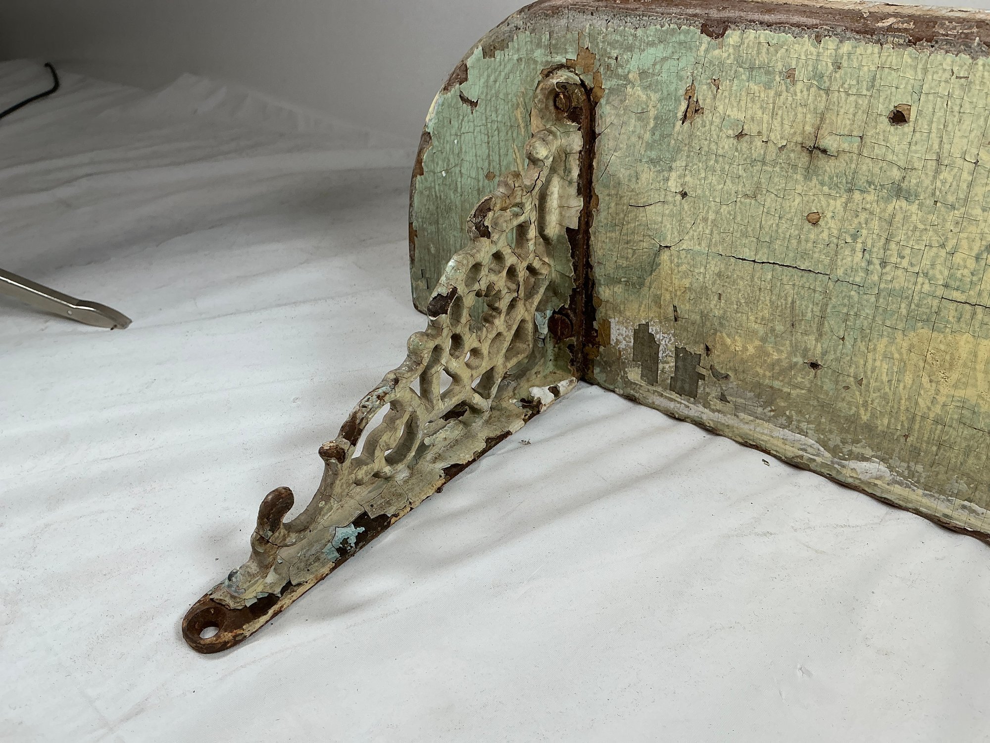 Antique Primitive Farmhouse Shelf With Cast Iron Brackets - Shelf - 5 ...