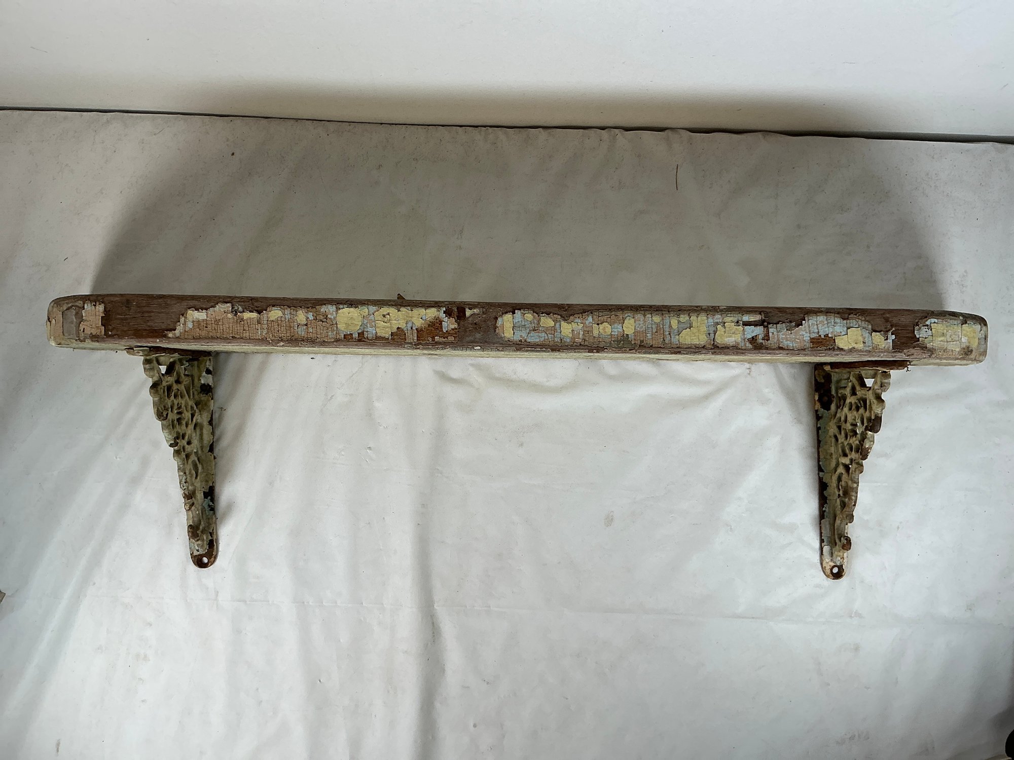 Antique Primitive Farmhouse Shelf With Cast Iron Brackets - Shelf - 5 ...
