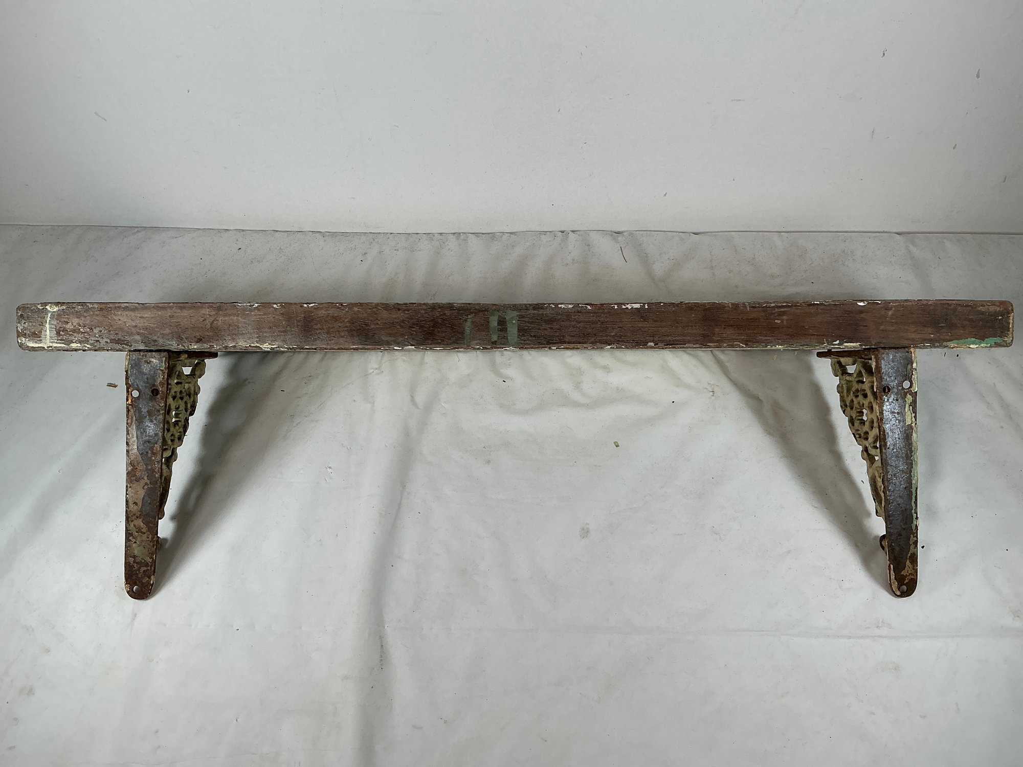 Antique Primitive Farmhouse Shelf With Cast Iron Brackets - Shelf - 5 ...