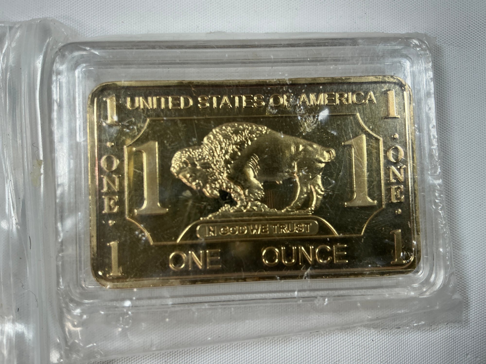 1 Troy Ounce Metal Bar Plated With 100 Mills .999 Fine Gold 1 Grain Of ...
