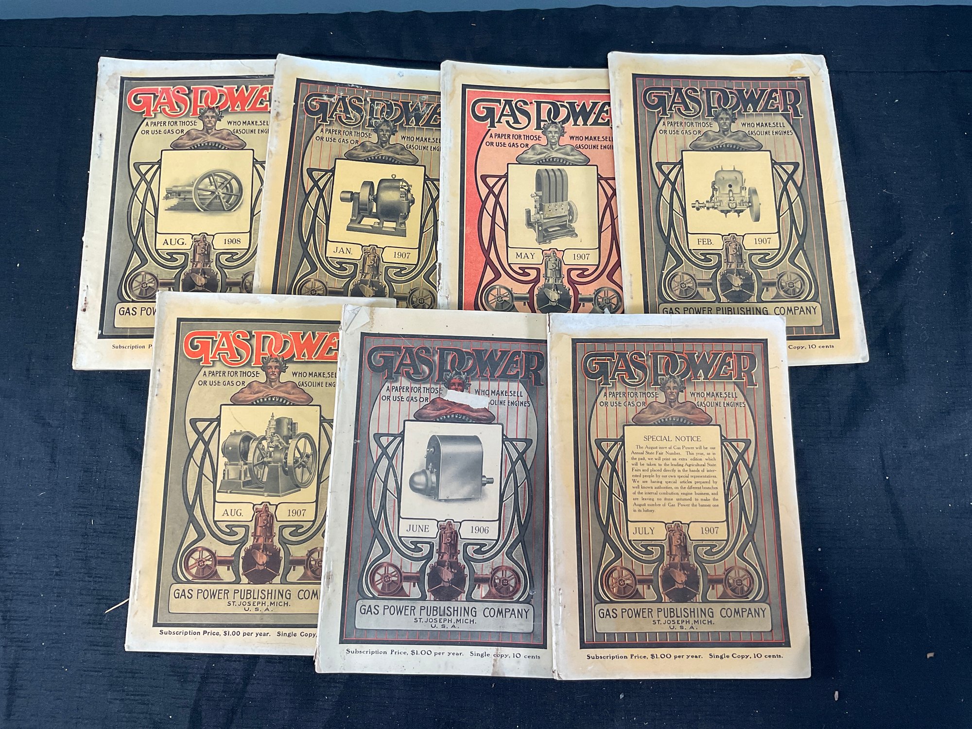 7 Antique Gas Power Books, Gas Power Publishing Company - 1906, 1907 ...