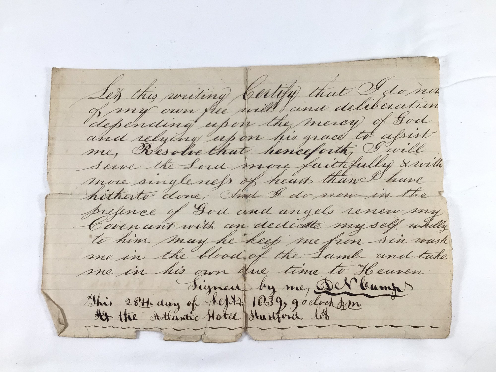 Antique Handwritten Religious Letter, Signed, Dated Sep 28, 1839 - 5.5 ...