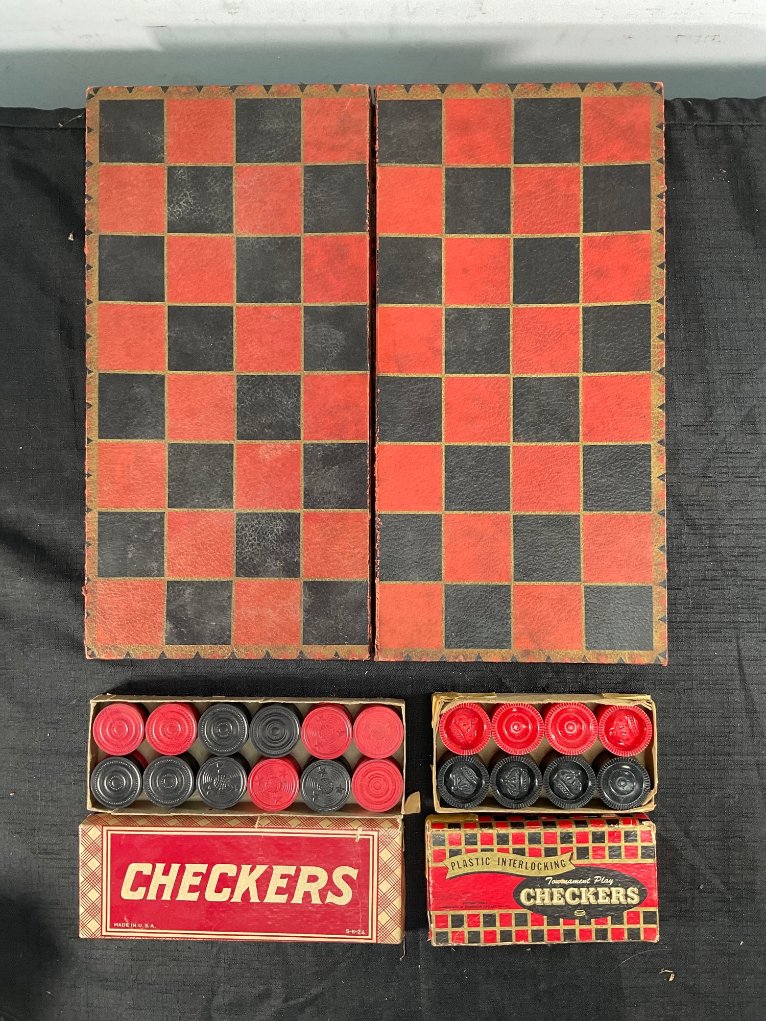 Vintage Checkers And Backgammon Double-sided Folding Milton Bradley ...