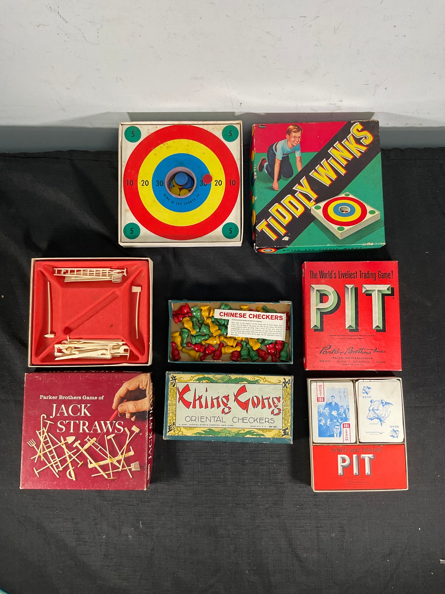 4 Vintage Games - Tiddly Winks, Jack Straws, Ching Gong, Pit - Ref#Pr23 ...