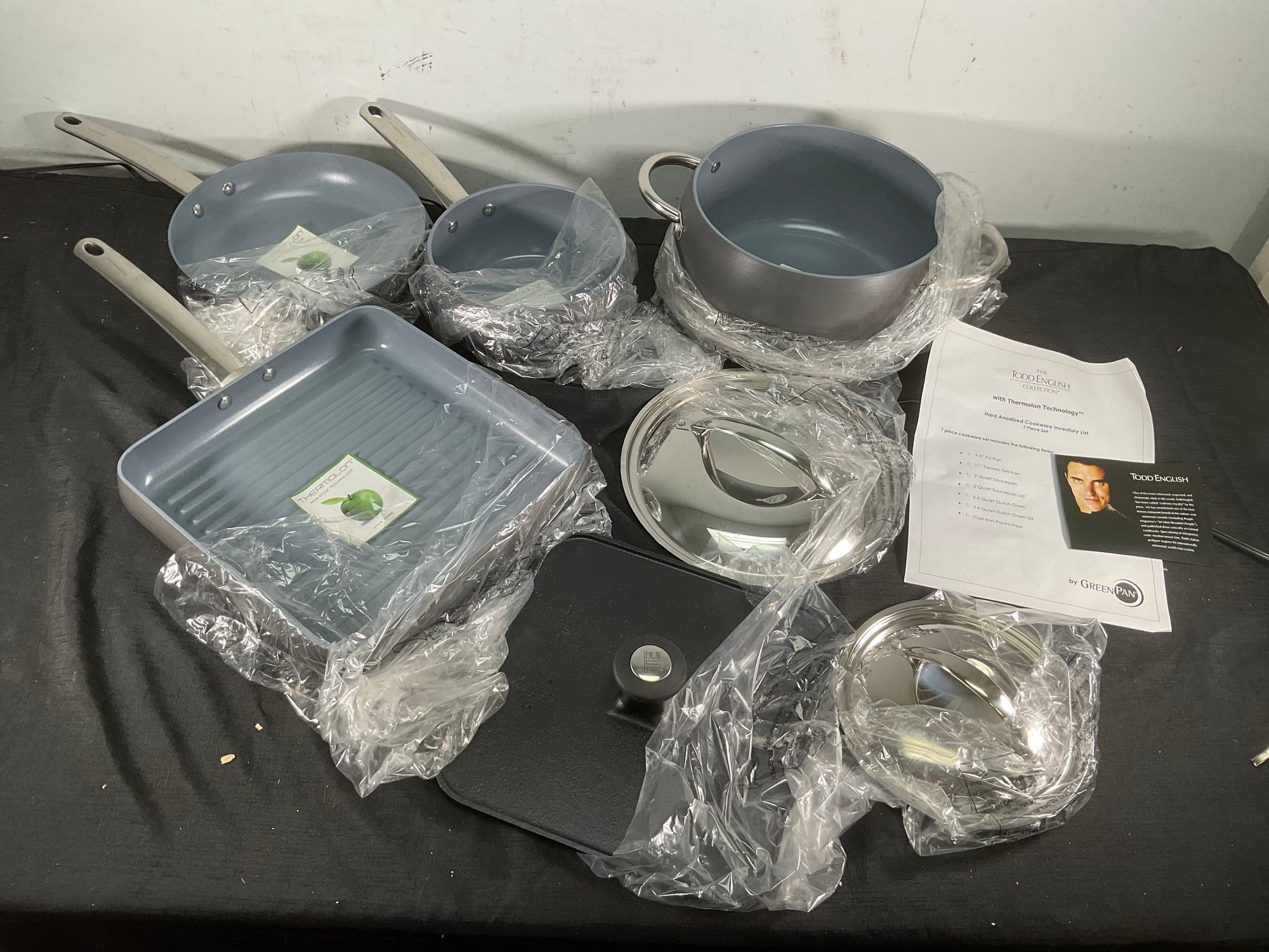 New In Packaging Todd English 7 Pc. Cookware Set, Includes Panini Press ...
