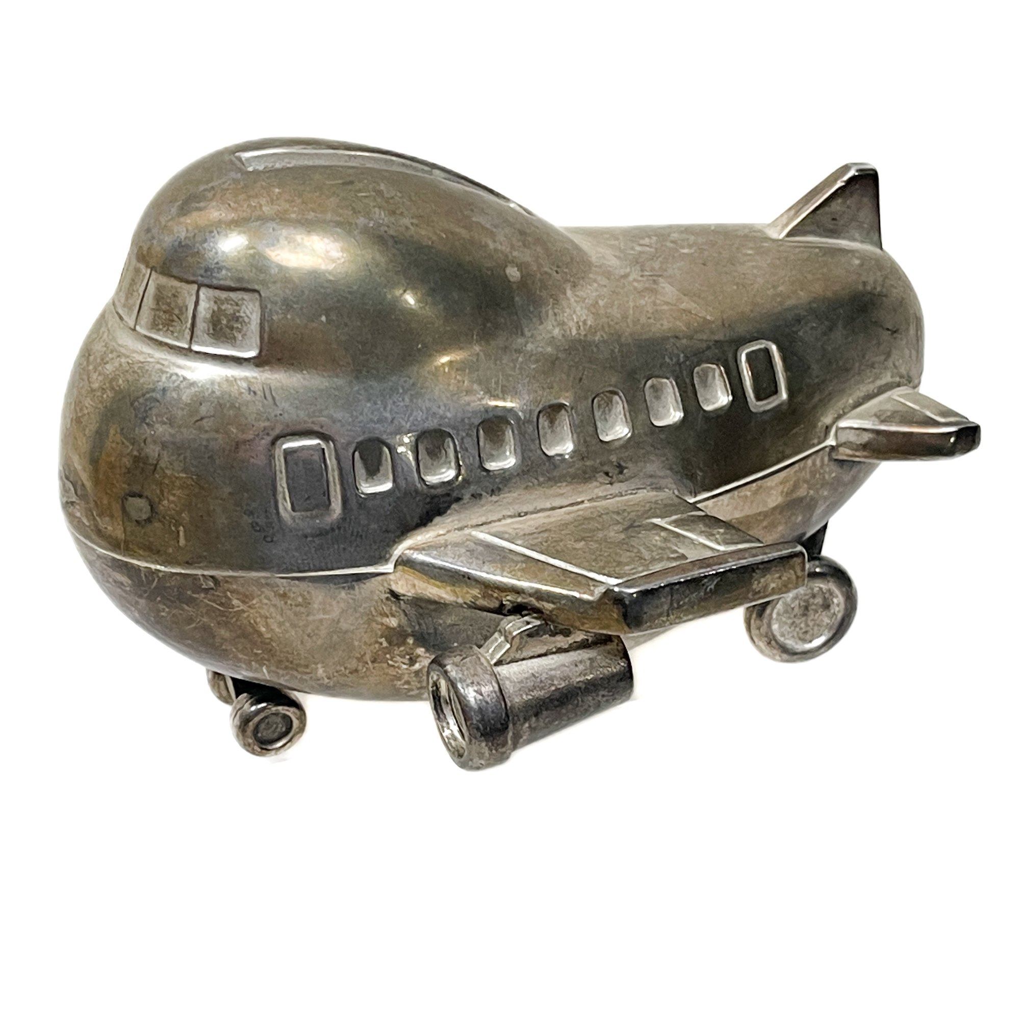 Vintage Godinger Silver Plated Airplane Coin Piggy Bank With Rolling ...