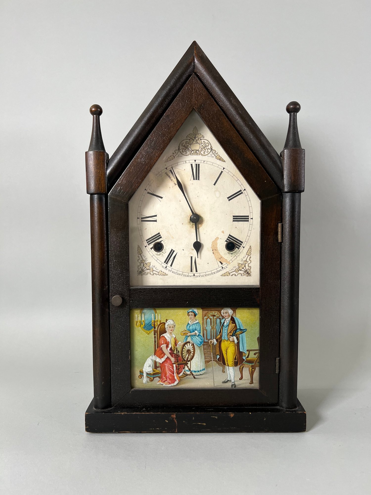 Gilbert Clock Company Steeple Clock With George And Martha Washington ...