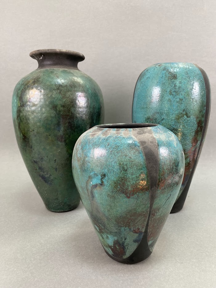 Robbrecht (Robert) Troost, Three Tall Art Pottery Vases, Hawaii #9915 ...