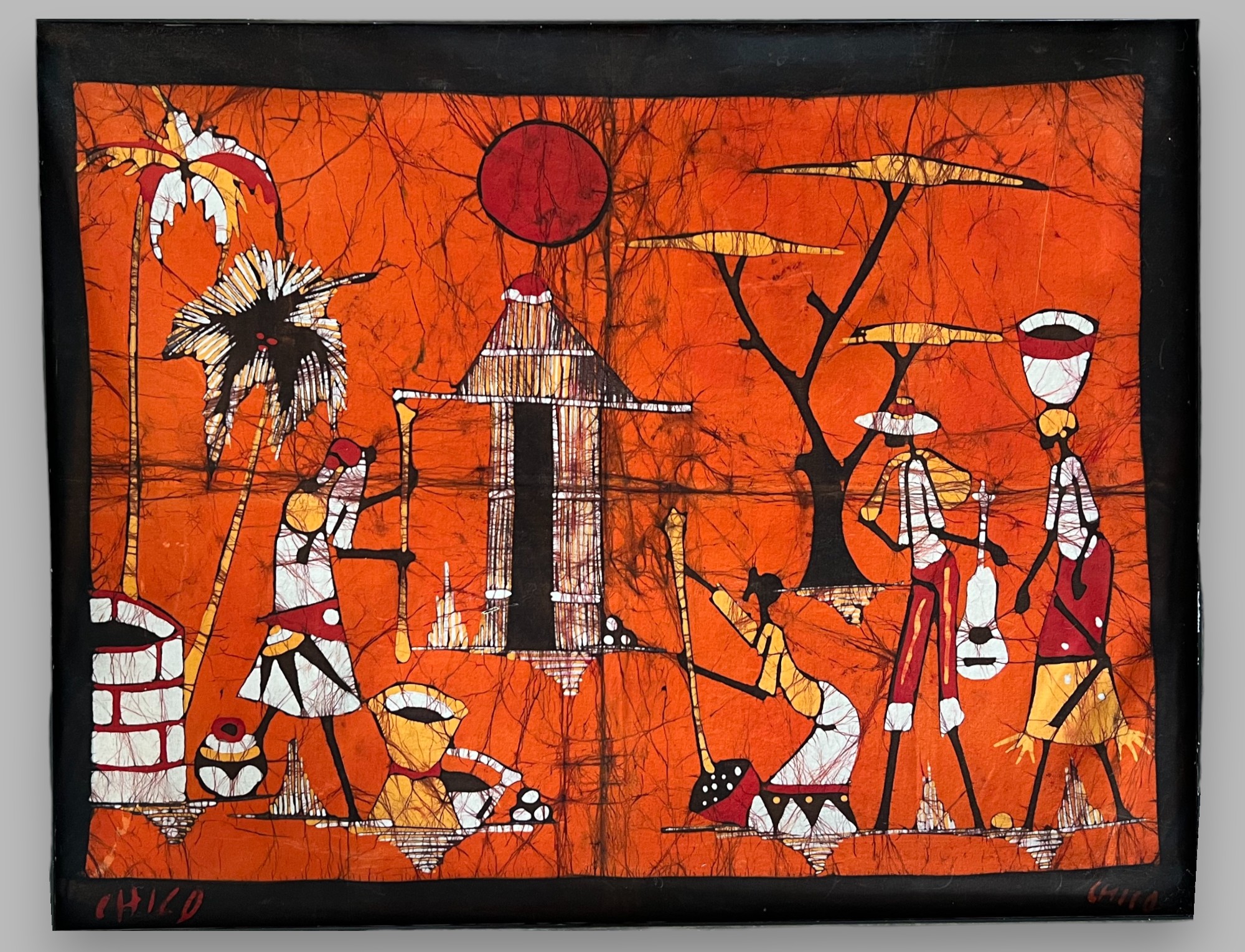 African Batik Painting, Signed Chico #12326 | Auctionninja.com