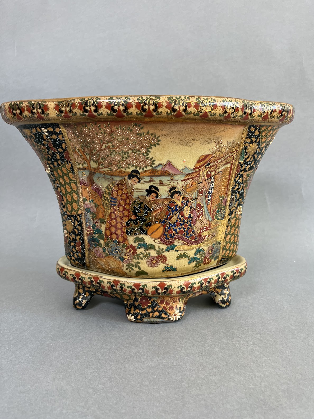Japanese Satsuma Style Planter On Footed Stand, Modern #10174 ...