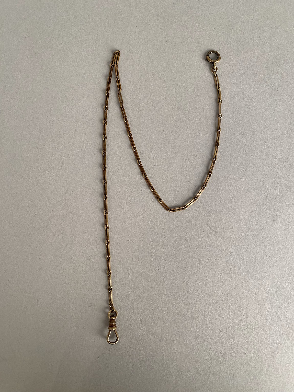 14K Gold Alternating Paper Clip And Rolo Link Pocket Watch Chain With ...