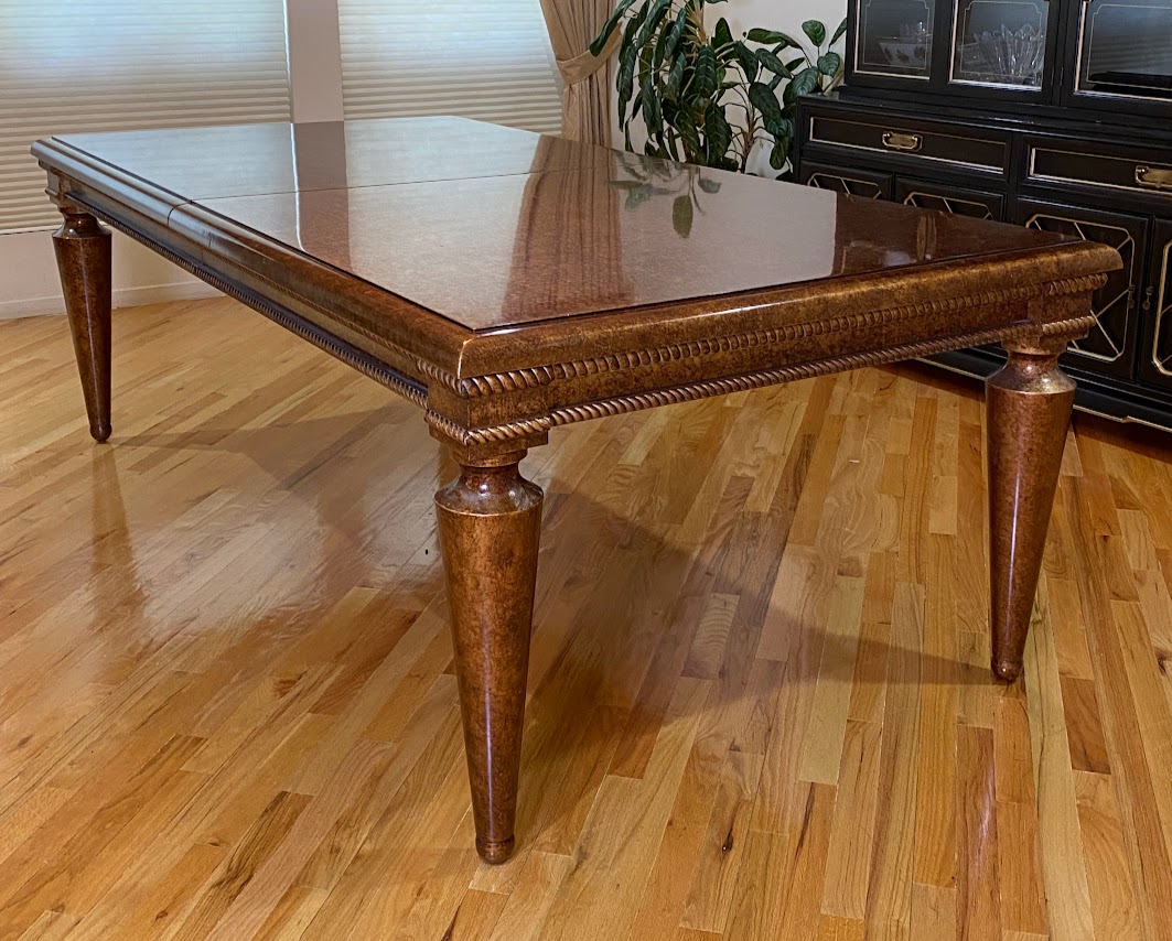 Custom Italian Tuscan Style Dining Table With A Painted Bronze Blurled ...
