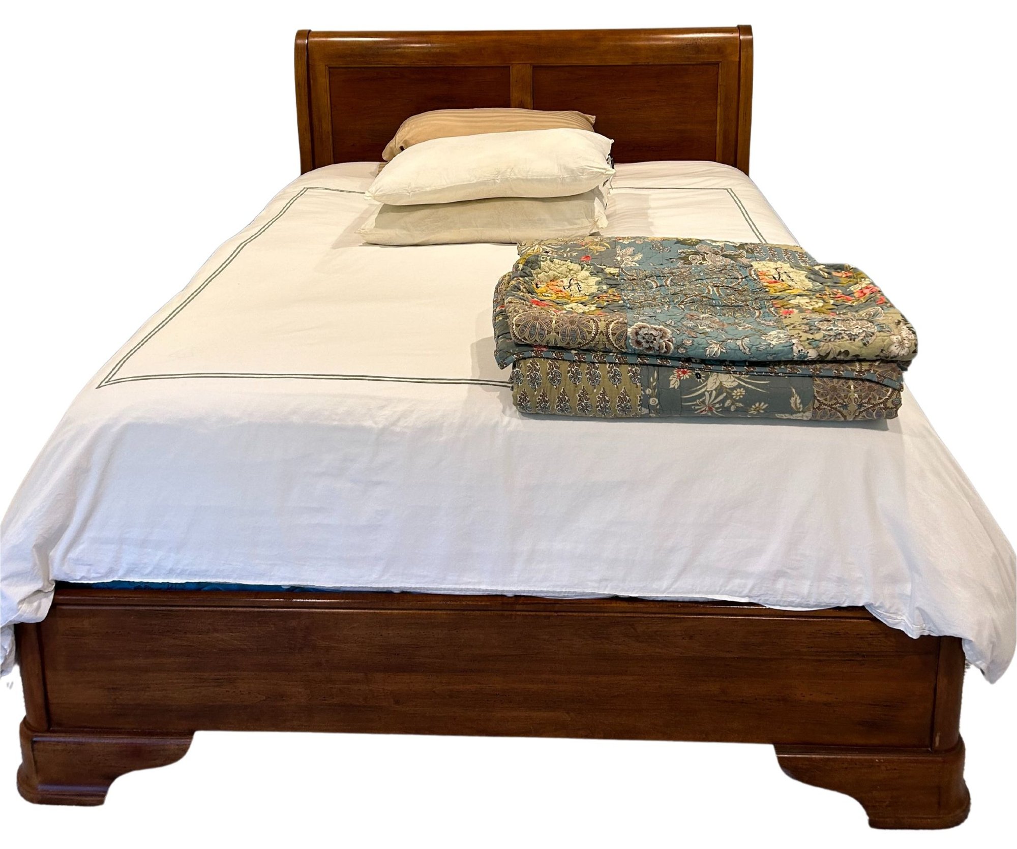 Sleigh Bed - Queen Size - Bracket Feet & Cherry Finish #27993 ...