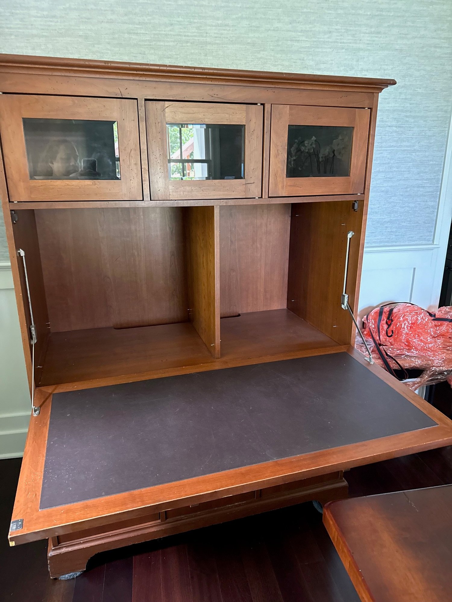 Butlers Secretary Desk With Concealed Desktop, Glass Front Upper ...