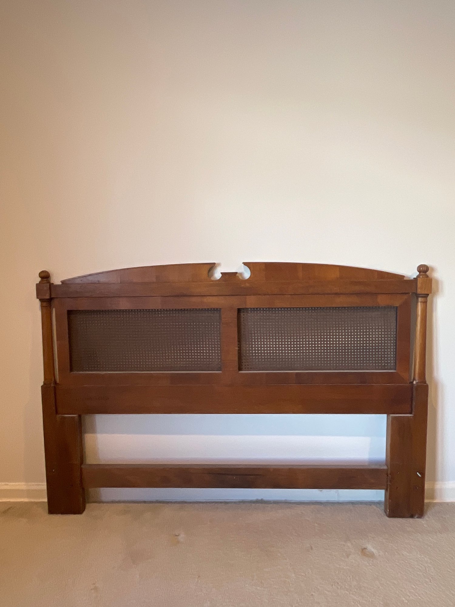 Henredon Headboard For Queen Bed - Open Pediment Design, Framed Caning ...