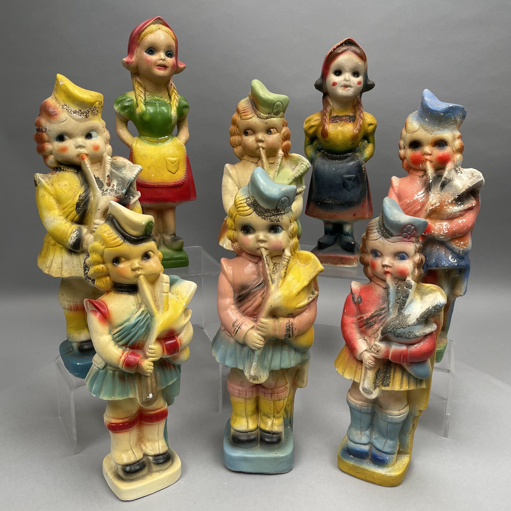 Eight Chalkware Scottish & Dutch Prize Figures #2227 | Auctionninja.com