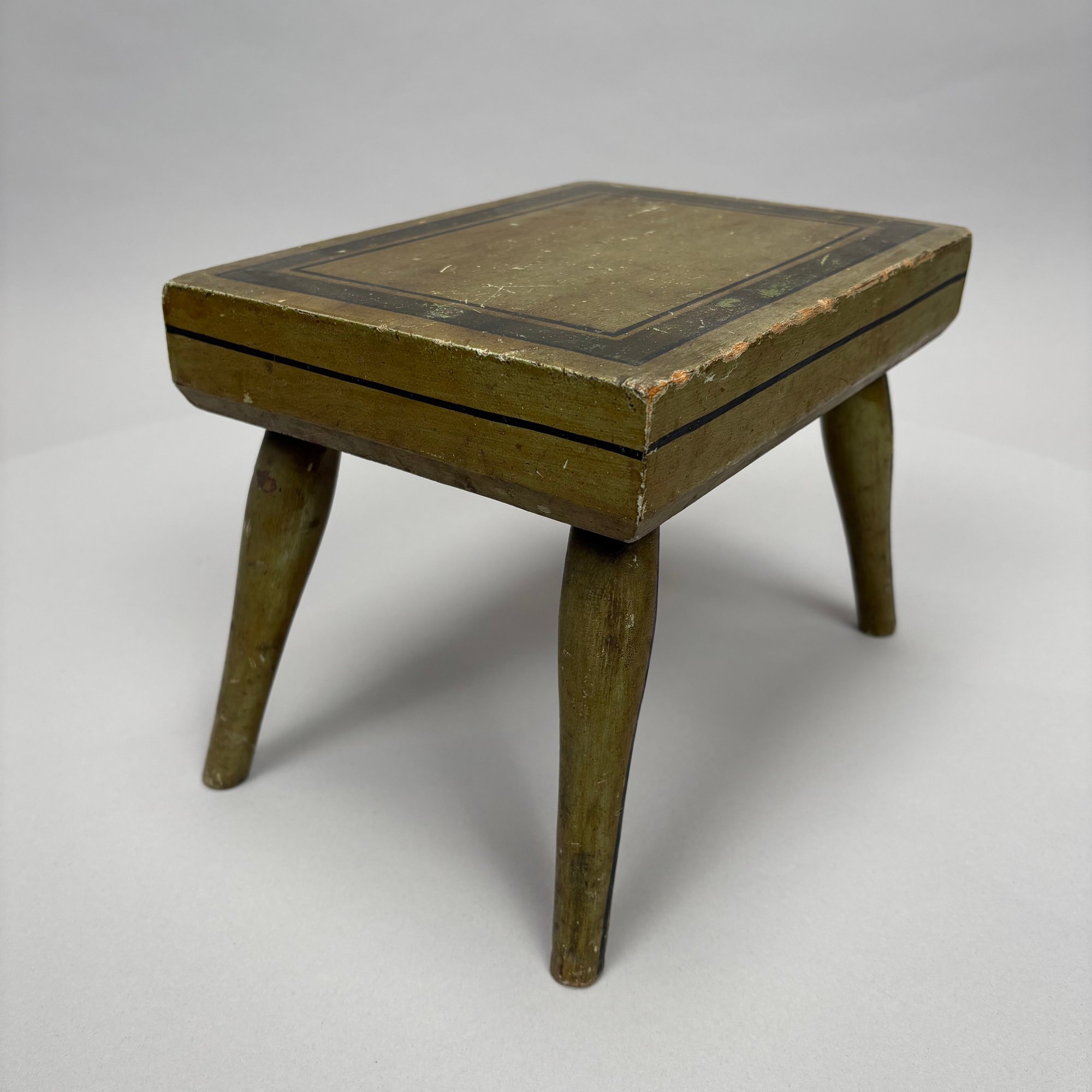 Two Paint-Decorated Wood Foot Stools #3462 | Auctionninja.com