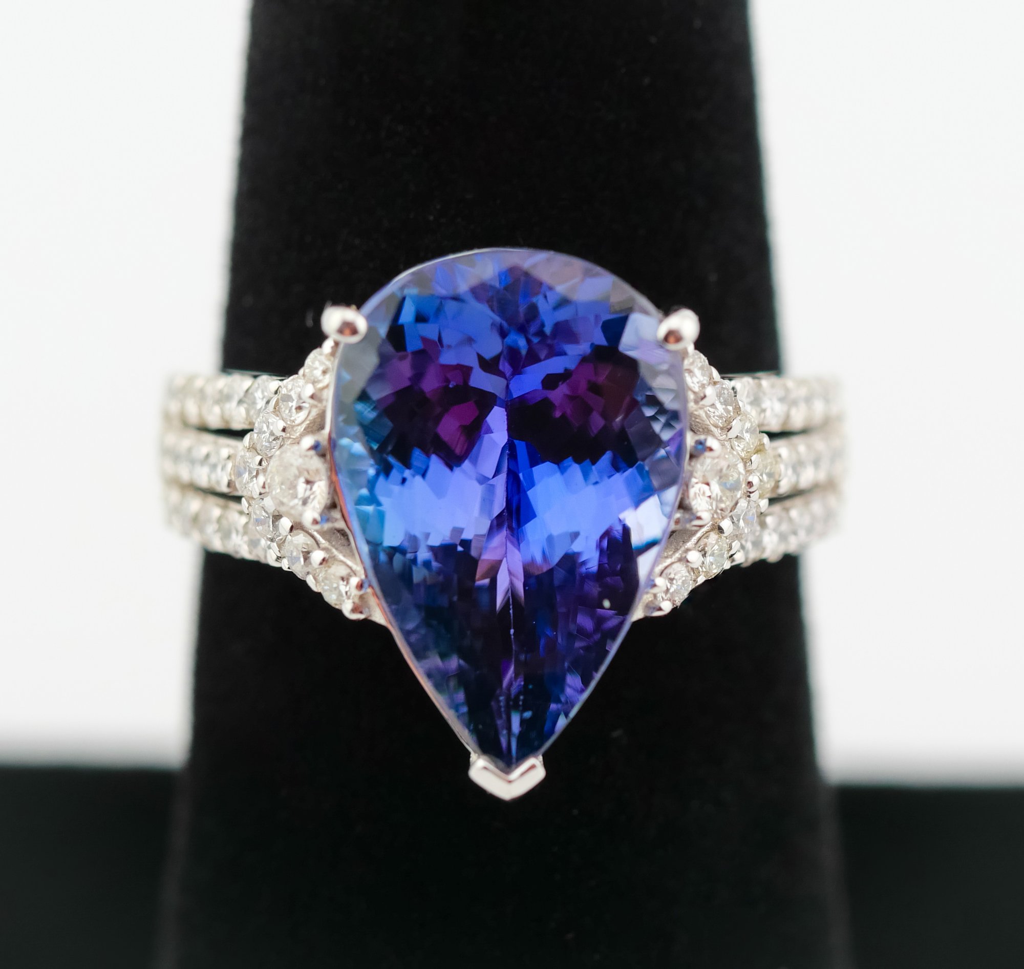 BREATHTAKING 5.67CT NATURAL TANZANITE & DIAMOND OSCAR FRIEDMAN 14K ...