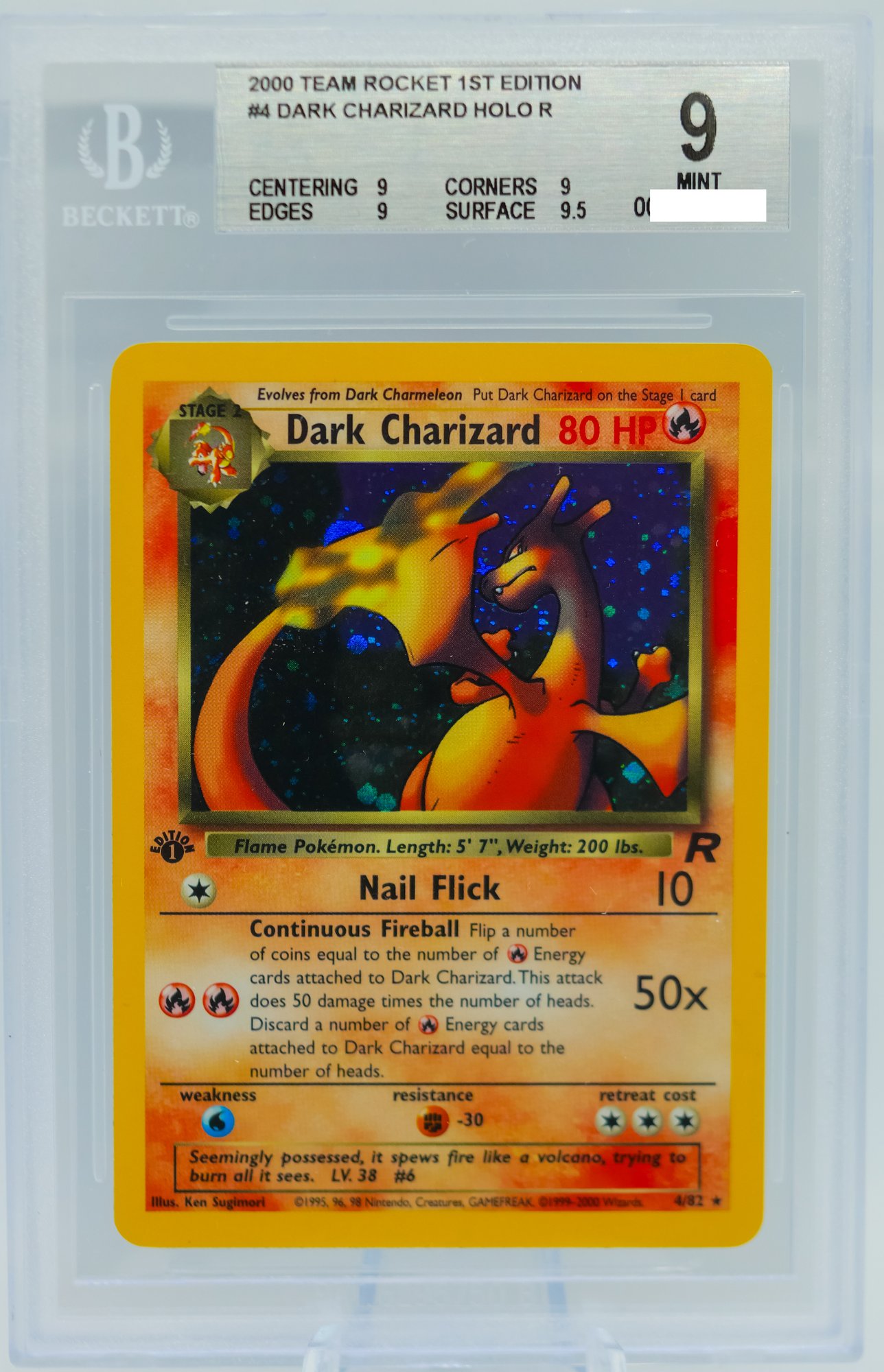 ABSURD BGS 9 MINT 1ST ED DARK CHARIZARD TEAM ROCKET HOLOGRAPHIC POKEMON ...