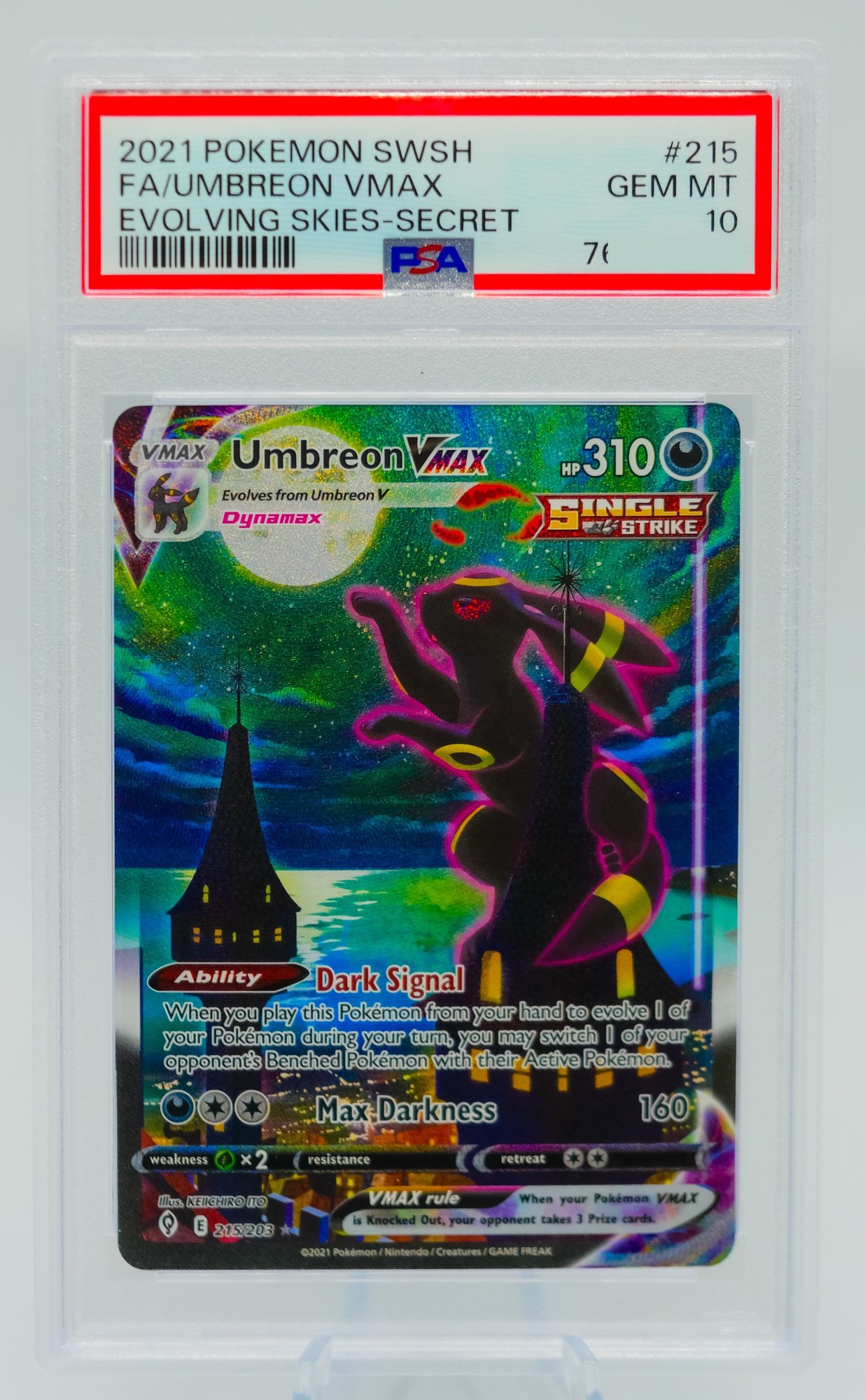MODERN GRAIL!!! PSA 10 GEM MINT UMBREON VMAX "MOONBREON" EVOLVING SKIES ...