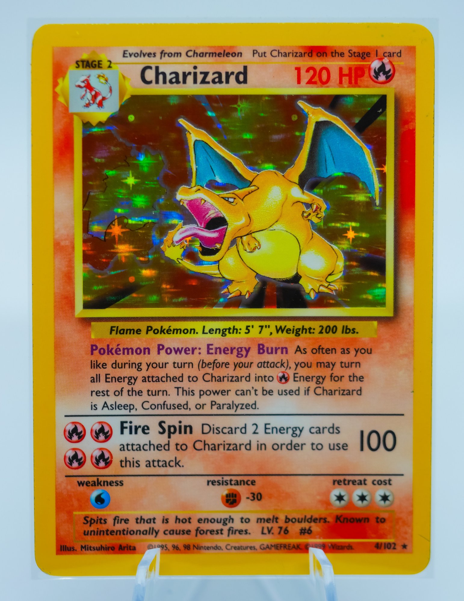 THE OG!!! Gorgeous BASE SET CHARIZARD Holographic Pokemon Card!!! (1 ...