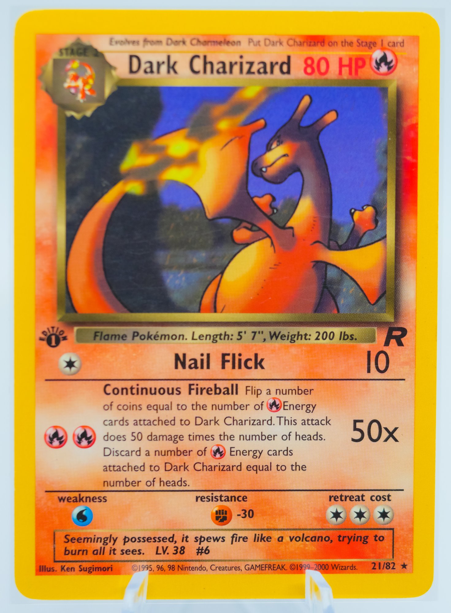 1ST ED DARK CHARIZARD Non-holographic Rare Team Rocket Set Pokemon Card ...