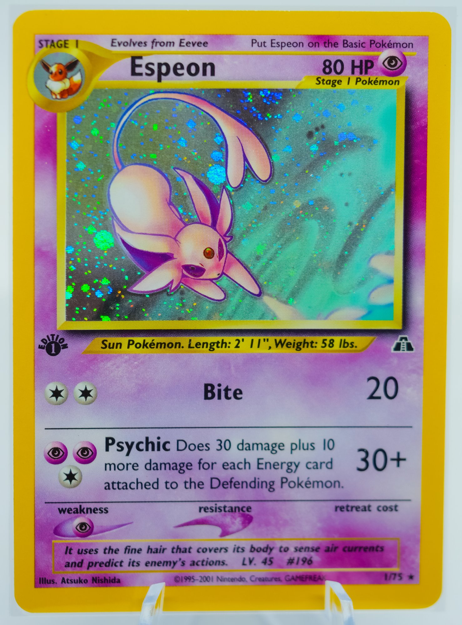Breathtaking 1ST ED ESPEON Neo Discovery Set Holographic Pokemon Card ...