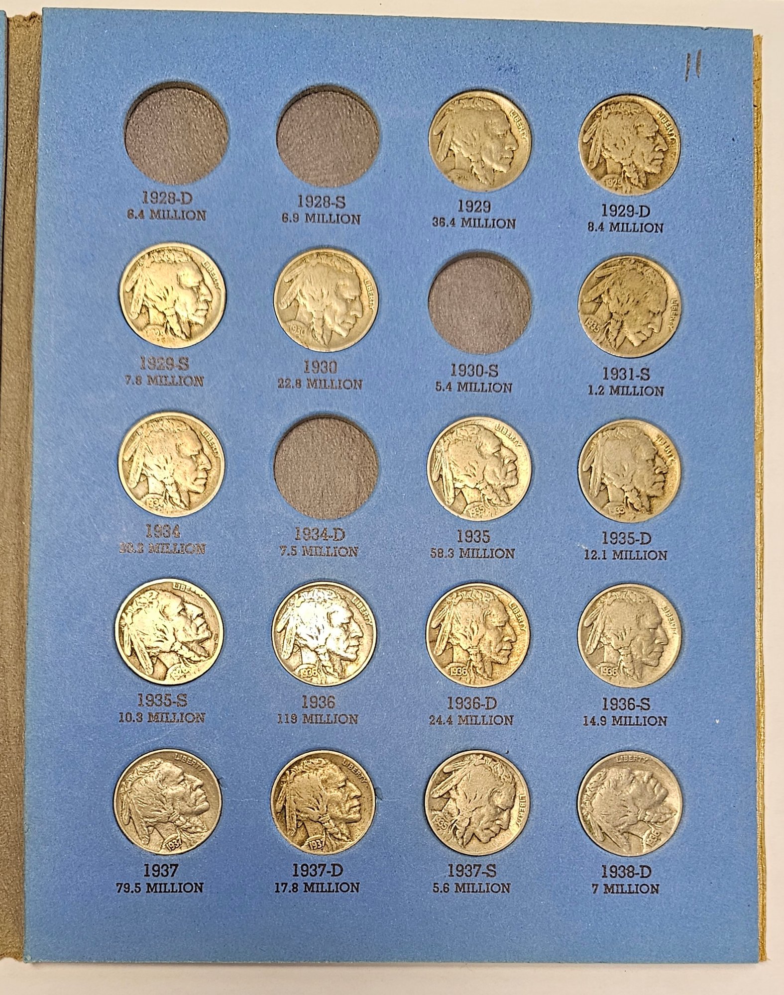 Buffalo Nickel Collection Book 1913-1938 #3223 | Auctionninja.com