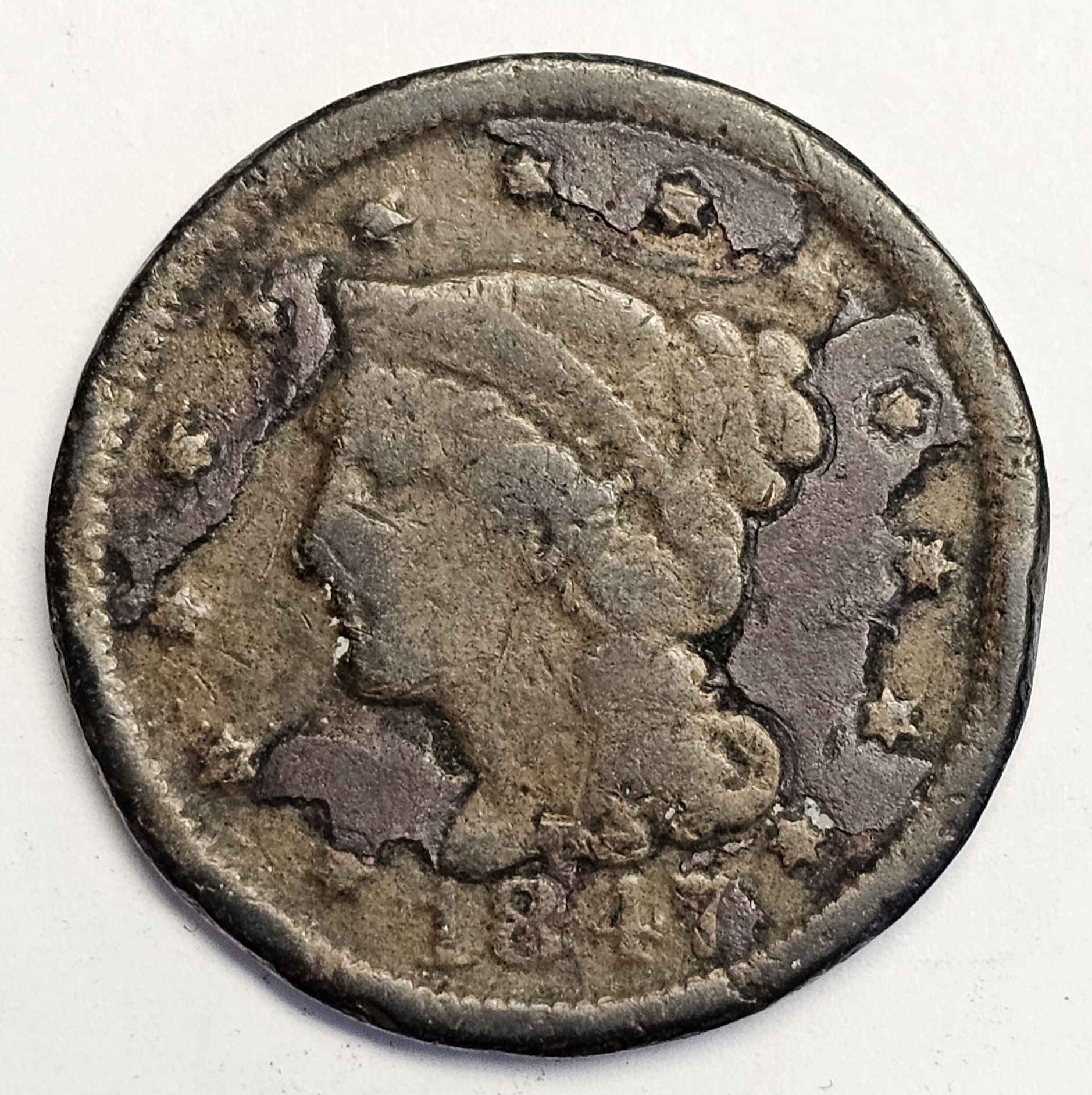 1847 United States Large Cent Braided Hair One Cent 178 Years Old Rare ...