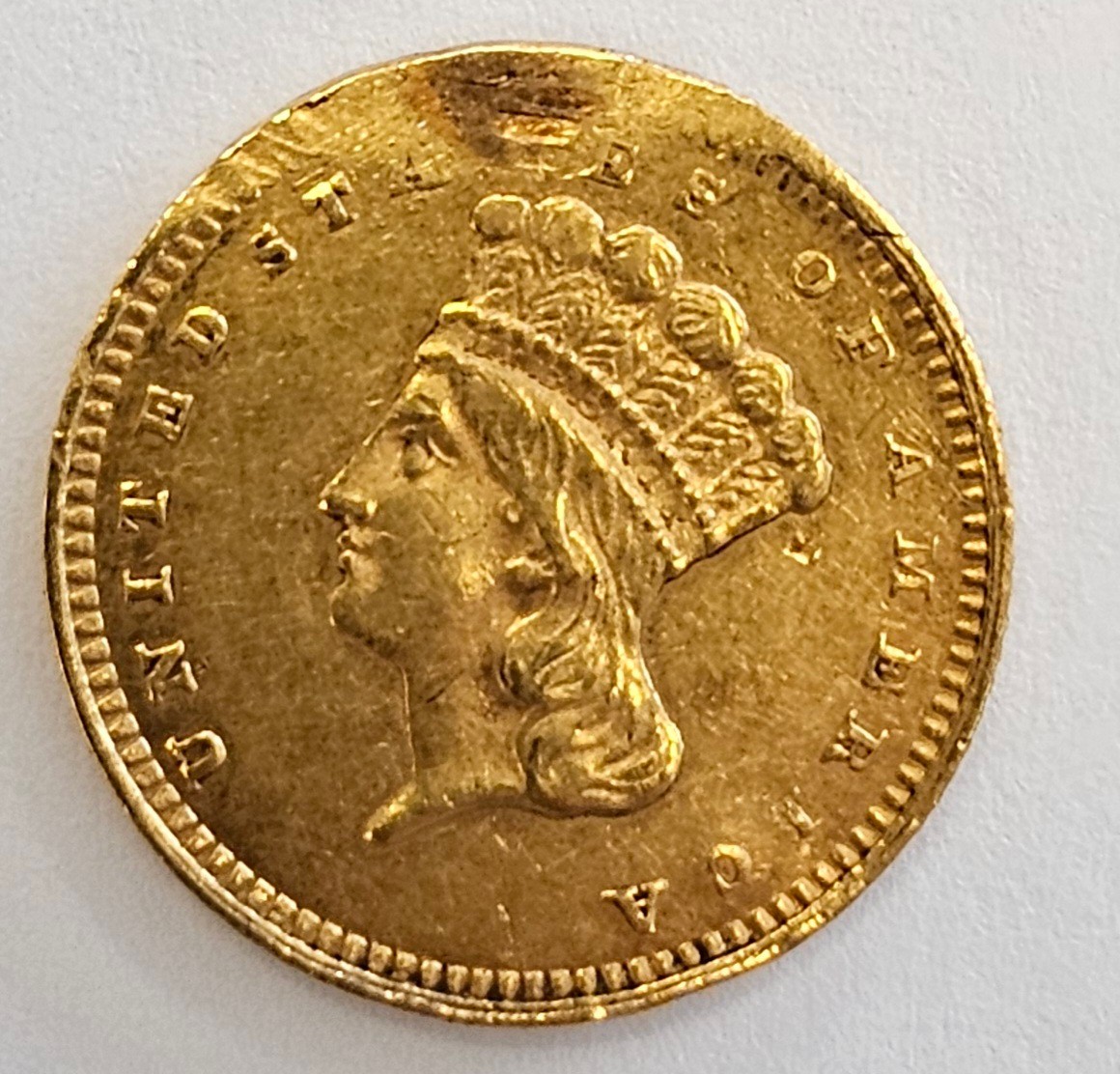1862 $1 USA INDIAN PRINCESS HEAD COIN **large Head** Type 3 .900 GOLD 1 ...