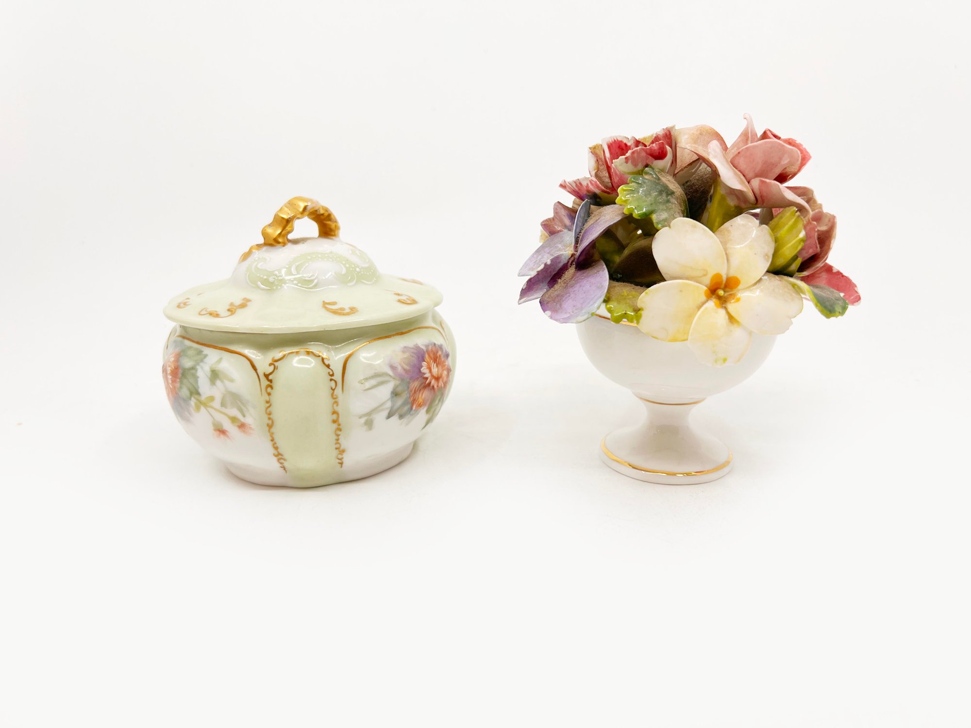 (E-23) VINTAGE PAIR OF FINE PORCELAIN ITEMS-FRANCE AND ENGLAND-SEE ...