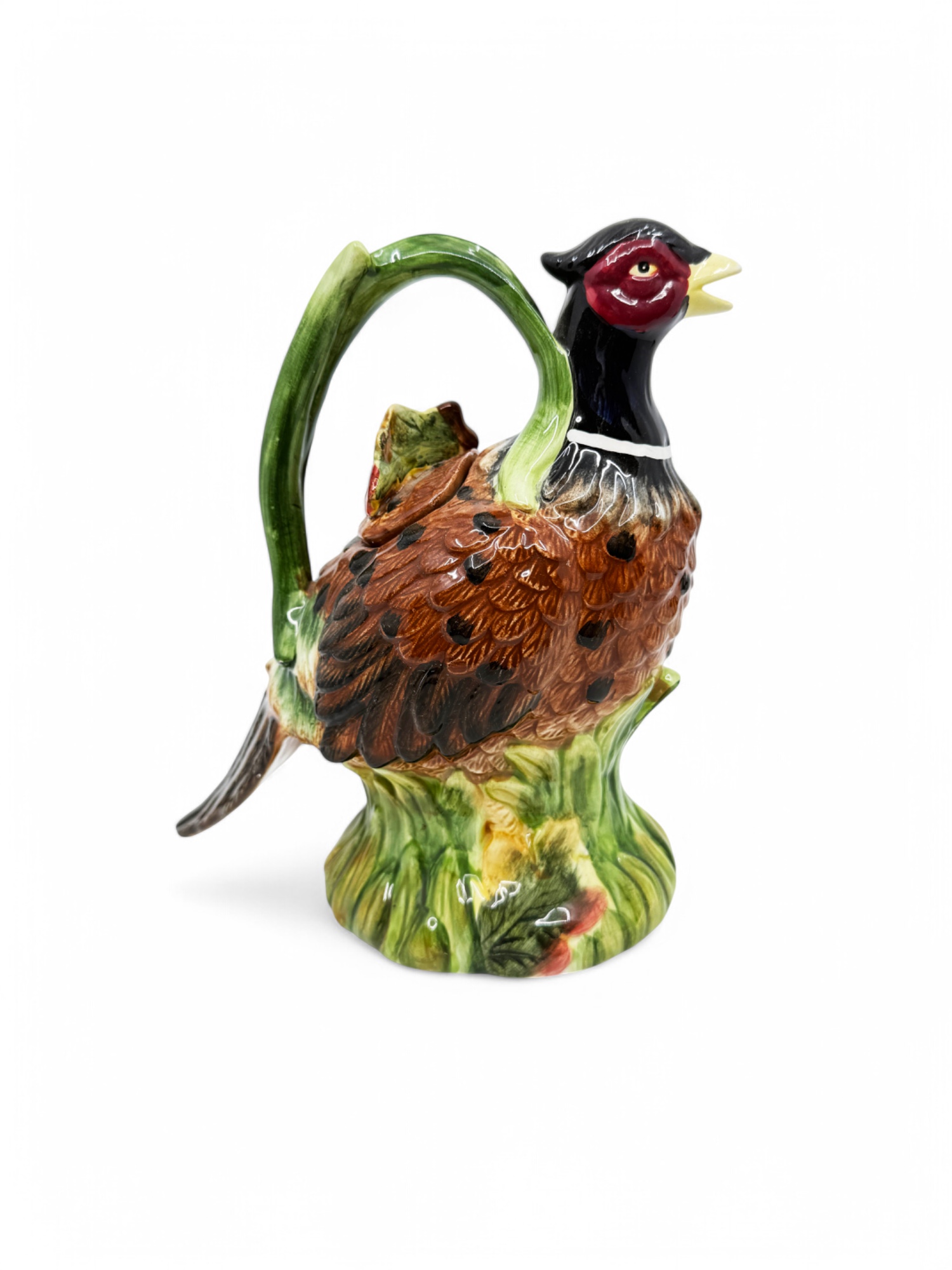 (A-10) VINTAGE CERAMIC SPODE TEA SERVER PHEASANT FIGURE-HAND PAINTED ...