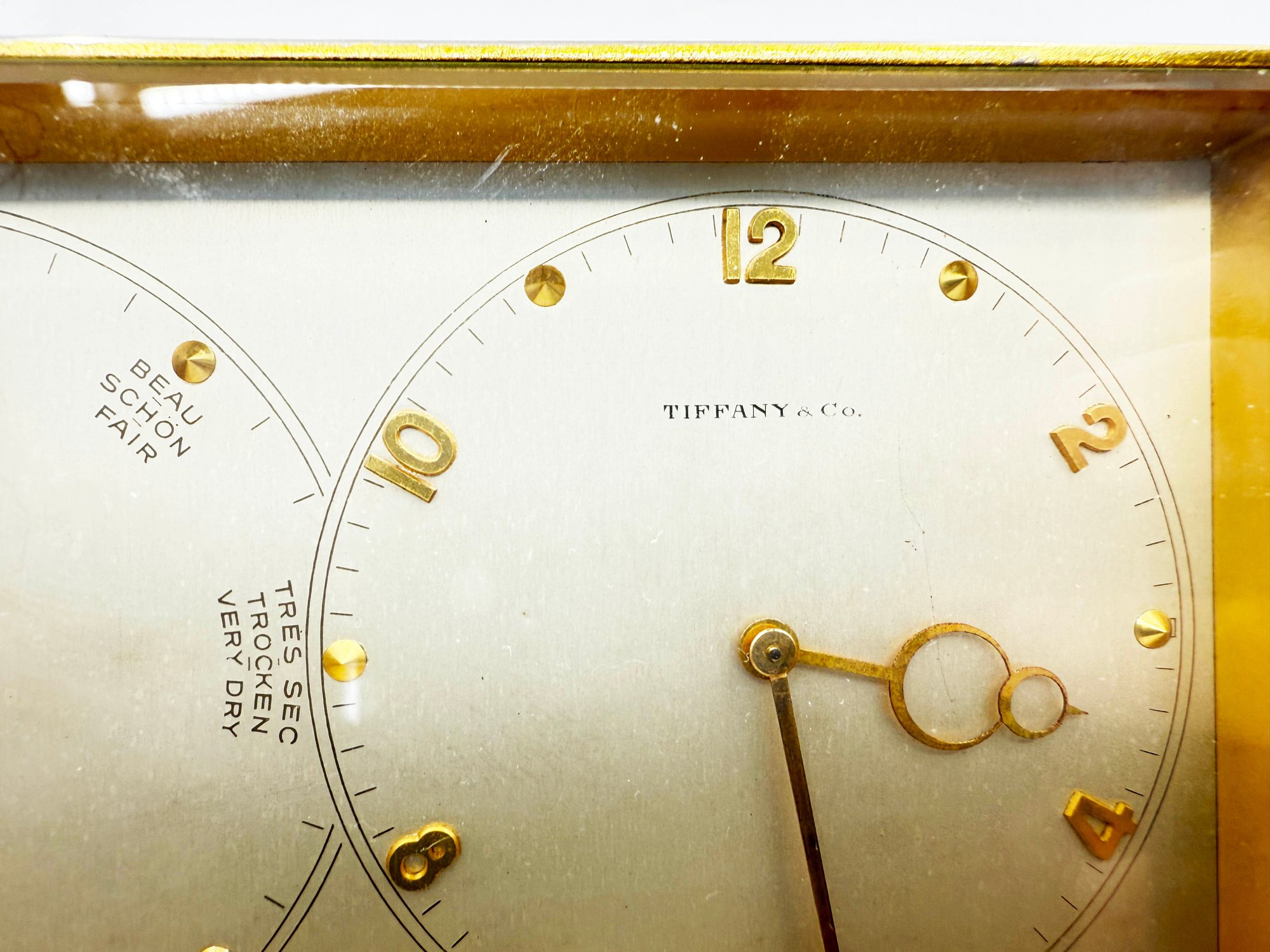 (A-59) VINTAGE TIFFANY BRASS CLOCK W/BAROMETER-MODEL 1206751-CLOCK ...