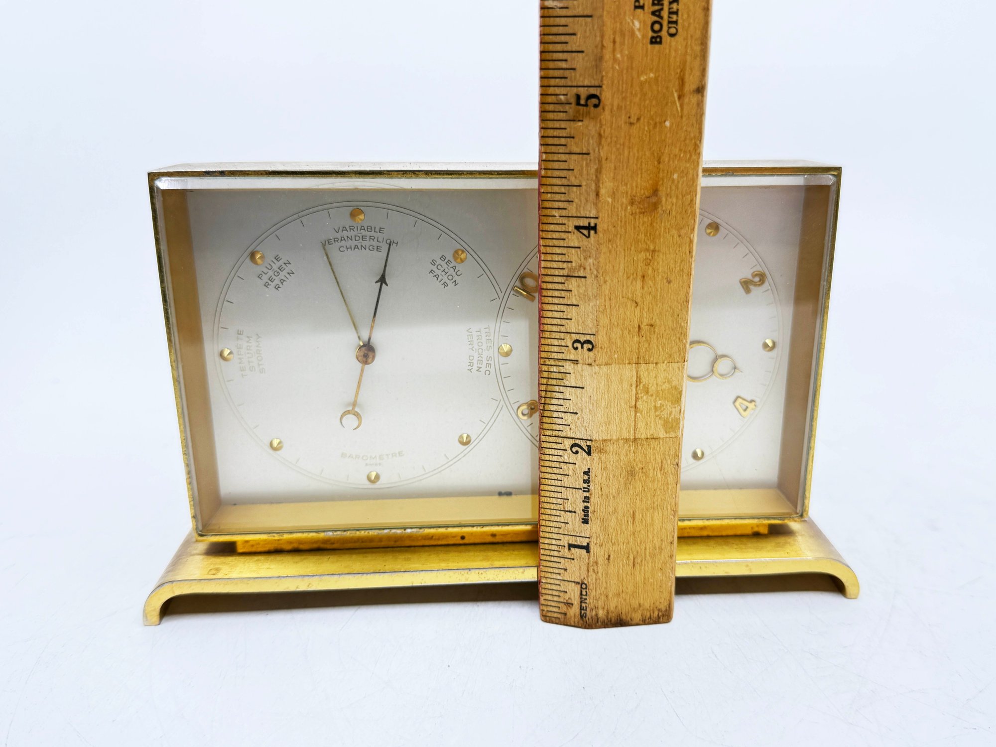 (A-59) VINTAGE TIFFANY BRASS CLOCK W/BAROMETER-MODEL 1206751-CLOCK ...