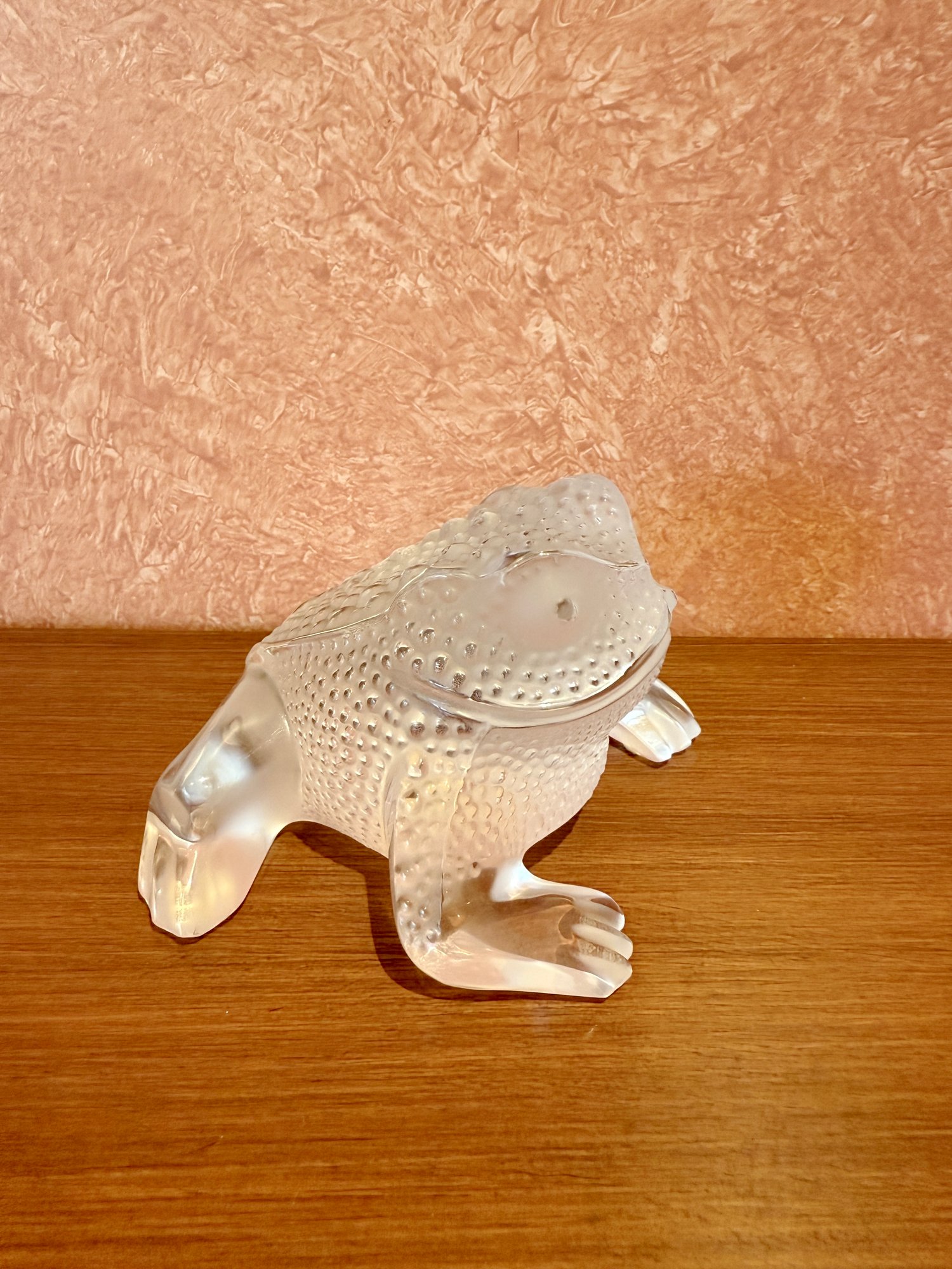 (LR-6) LALIQUE FRANCE CRYSTAL "GREGOIRE" TOAD FROG SCULPTURE, SIGNED- 5 ...