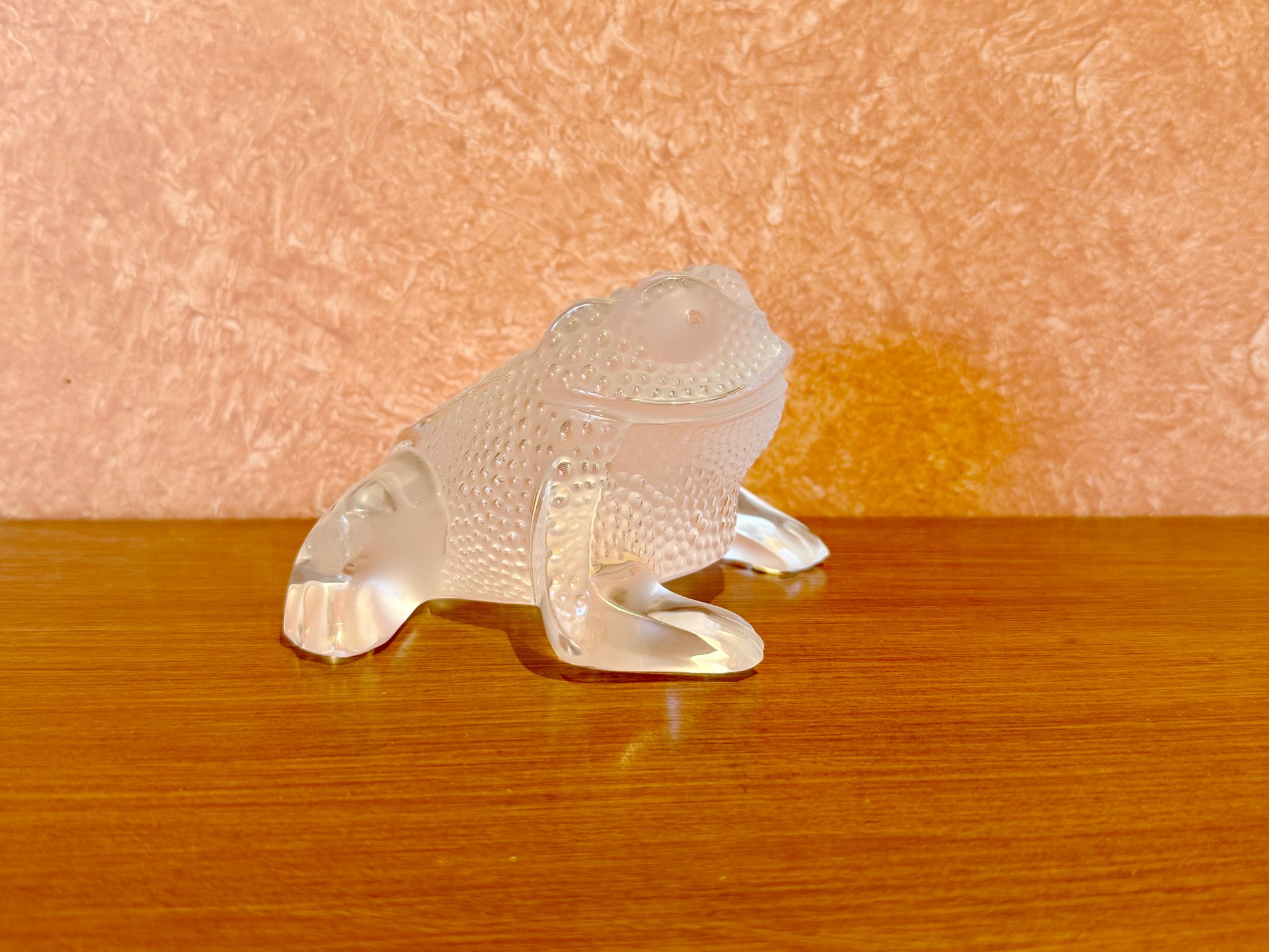 (LR-6) LALIQUE FRANCE CRYSTAL "GREGOIRE" TOAD FROG SCULPTURE, SIGNED- 5 ...