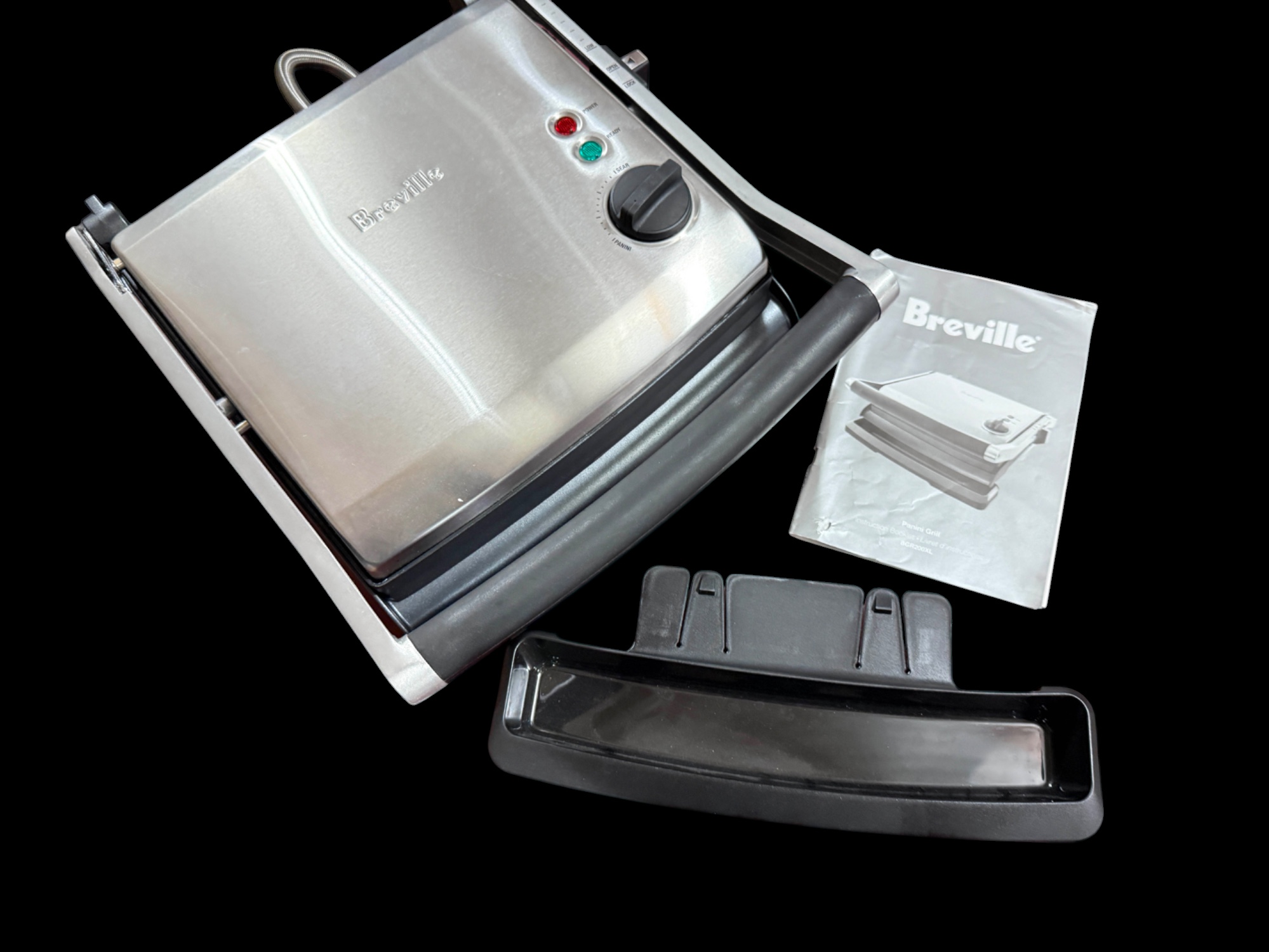 (A-101) PRE OWNED BREVILLE ELCTRIC PANINI GRILL-MODEL BGR200XL-WORKS ...