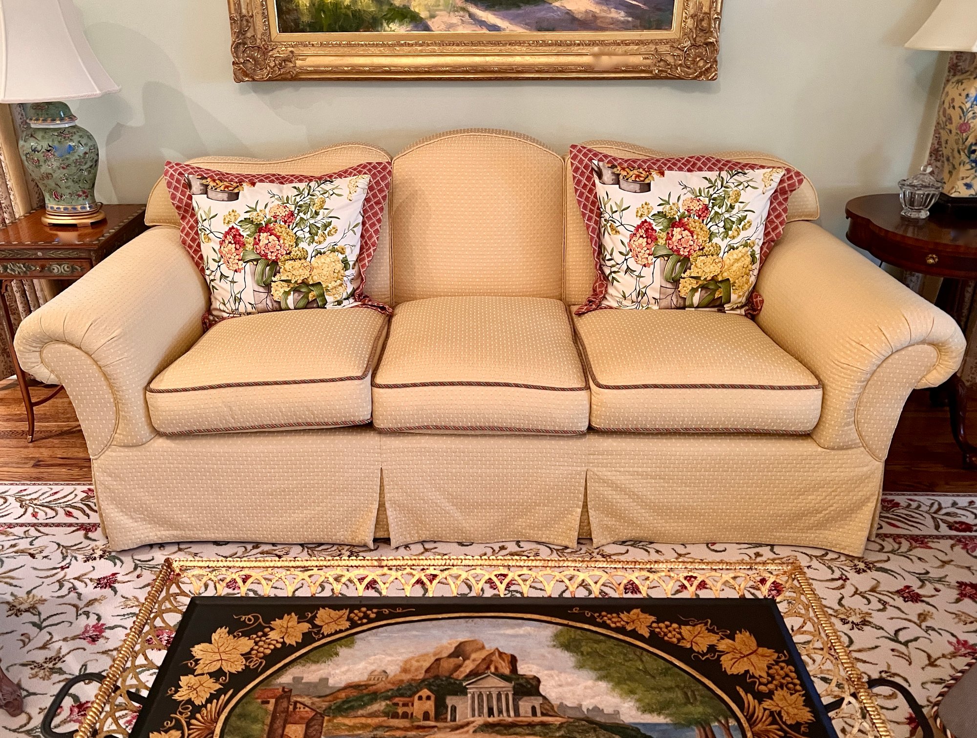 (A) LOVELY VINTAGE EDWARD FERRELL LTD. SOFA - CUSTOM PALE YELLOW ...