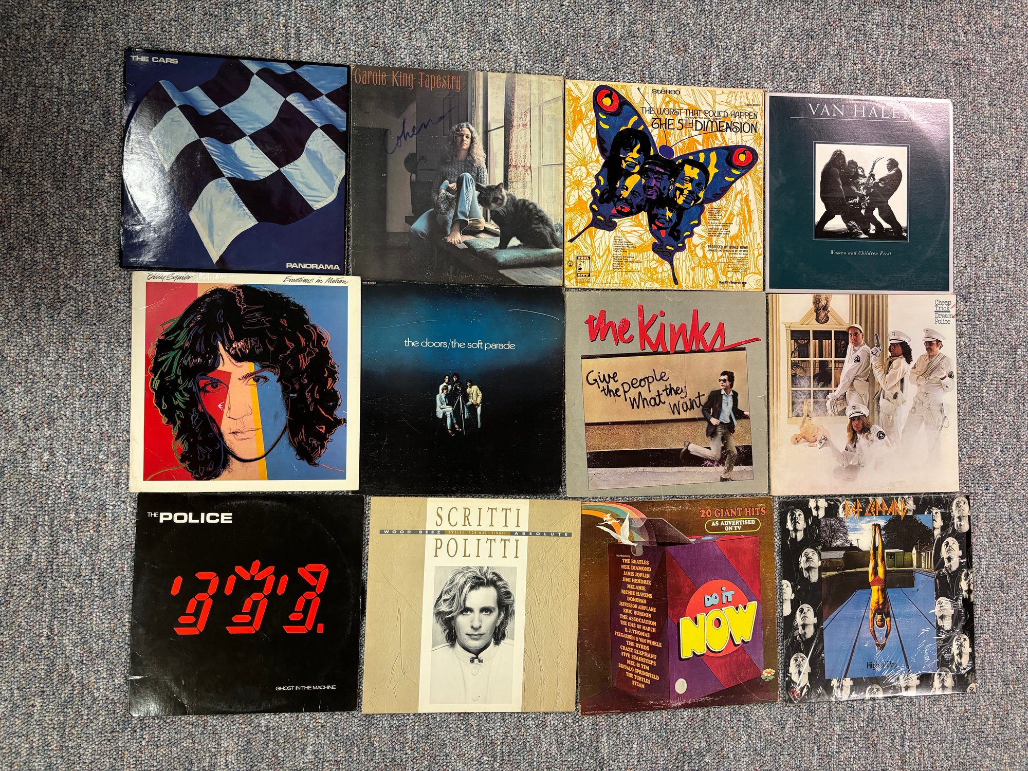 (REC-1) COLLECTION OF 12 VINTAGE ROCK VINYL RECORDS - KINKS POLICE, DEF ...