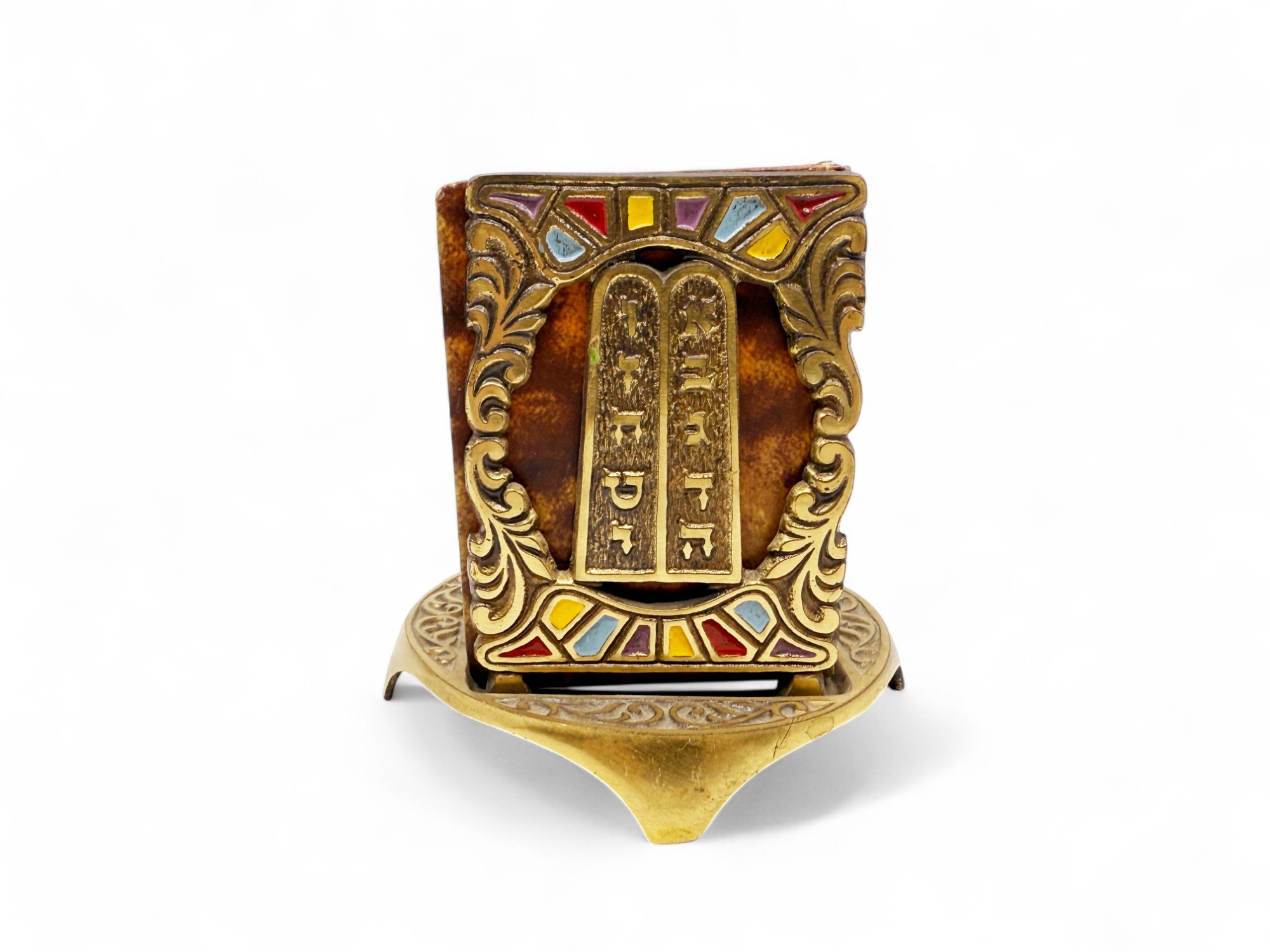 (A-14) VINTAGE MINIATURE BRASS TORAH DESIGN WITH THE FIVE BOOKS OF ...