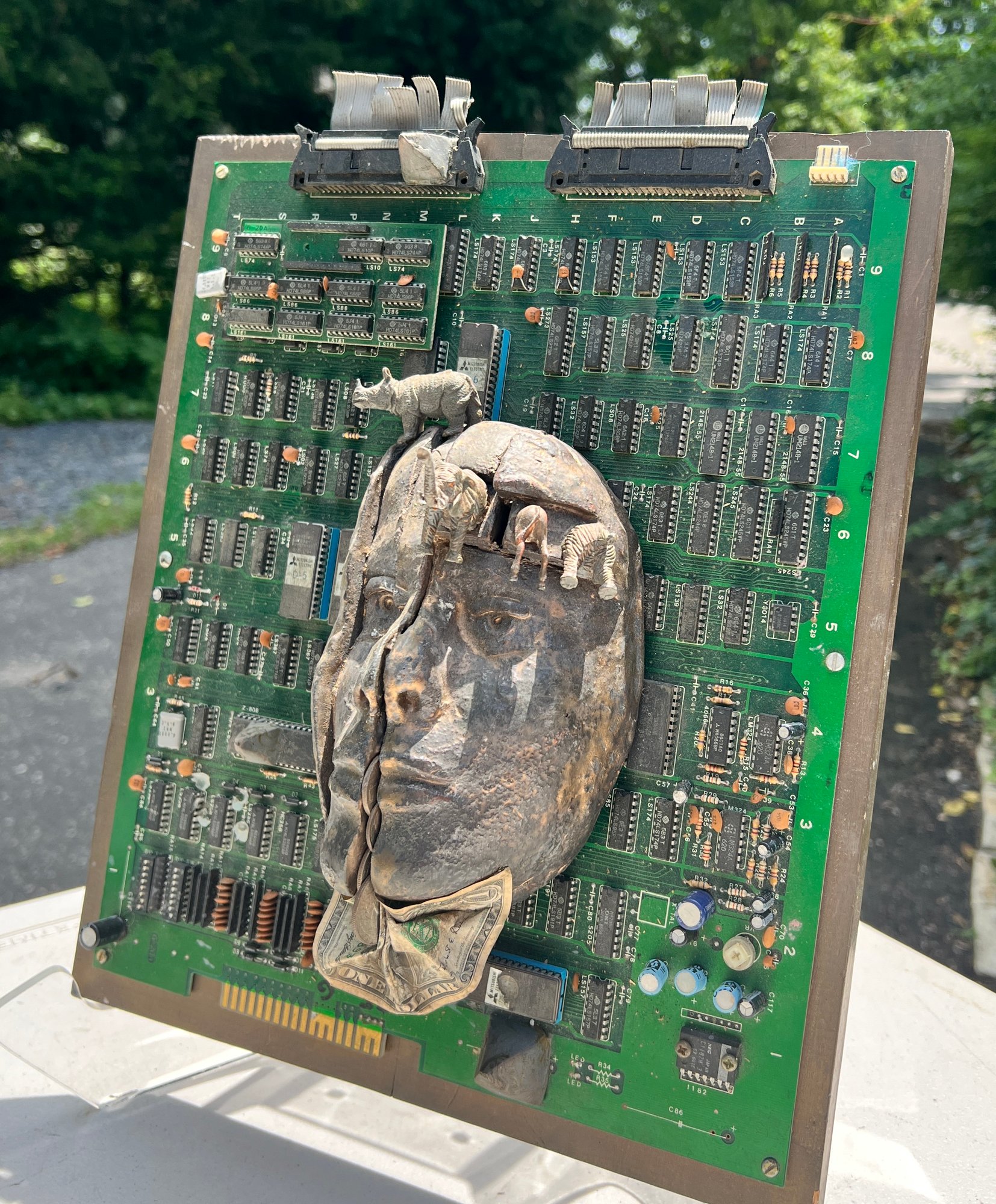 (A99-7) SURREALIST MIXED MEDIA ART POTTERY SCULPTURE BY JOHN FINK ...