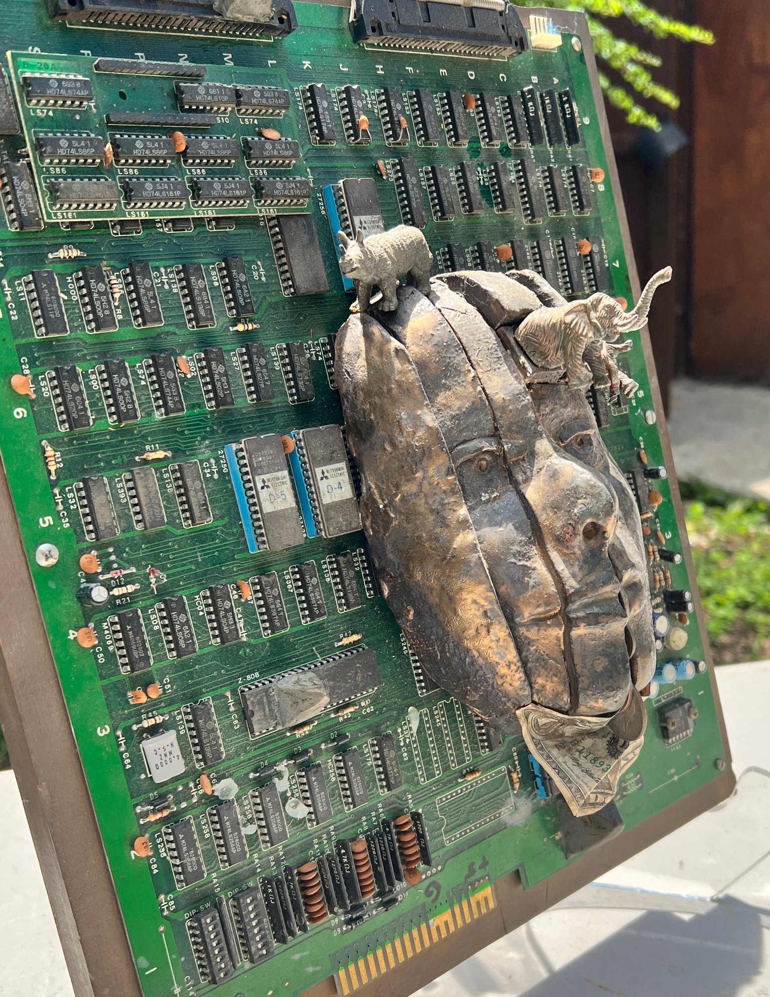 (A99-7) SURREALIST MIXED MEDIA ART POTTERY SCULPTURE BY JOHN FINK ...