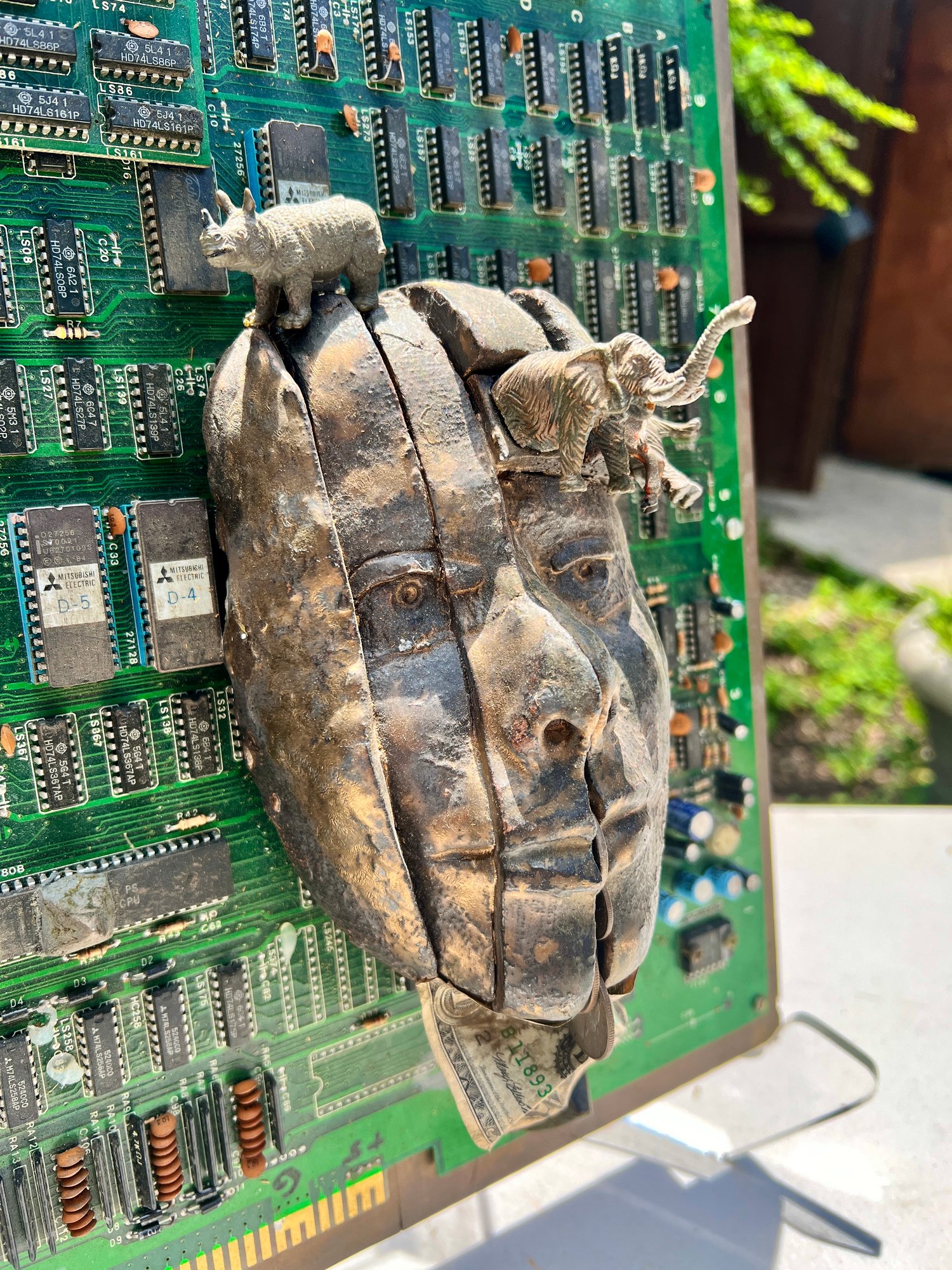 (A99-7) SURREALIST MIXED MEDIA ART POTTERY SCULPTURE BY JOHN FINK ...