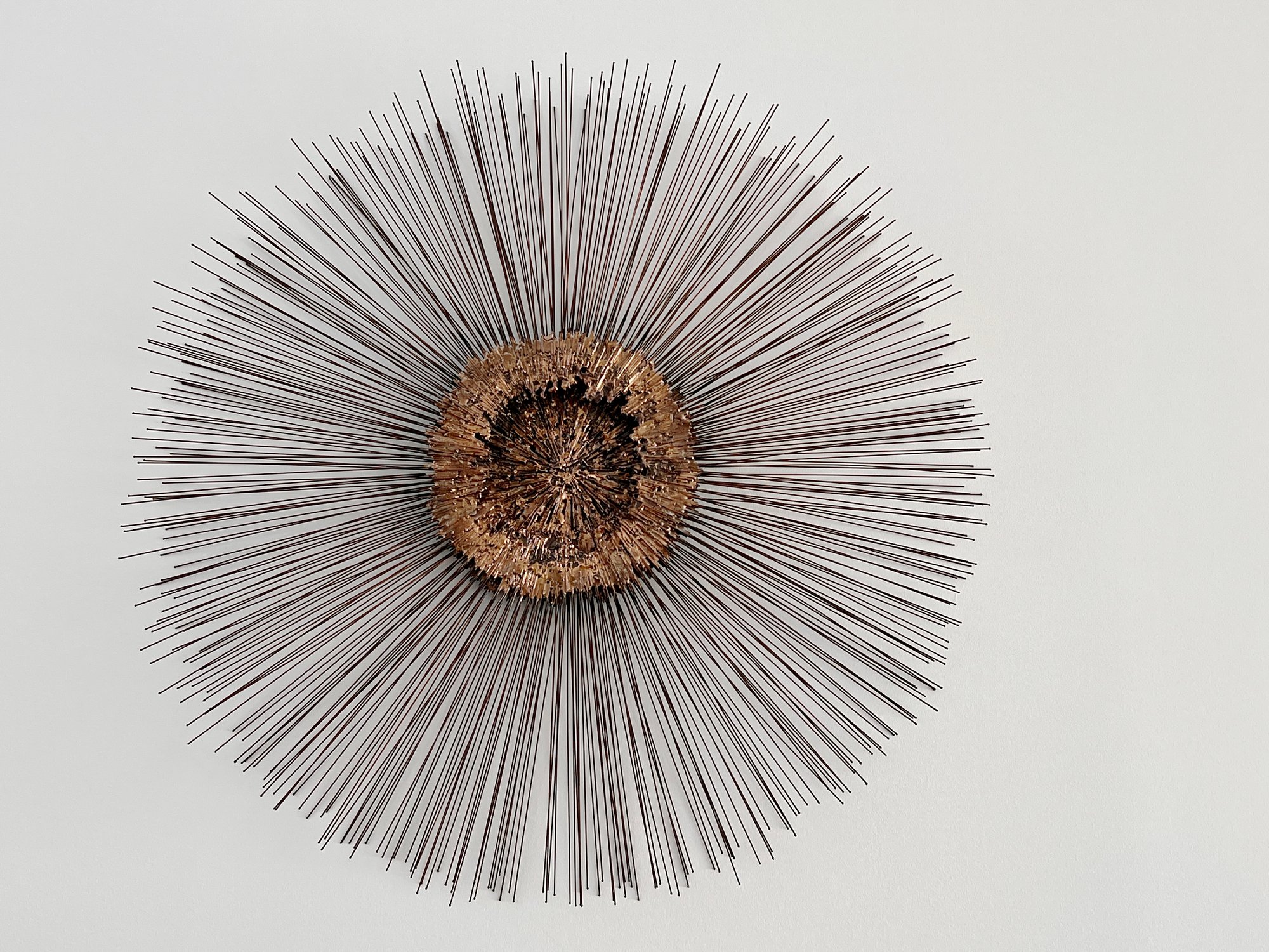 (UP) FABULOUS VINTAGE CURTIS JERE LIKELY BRASS SUNBURST BRUTALIST WALL ...