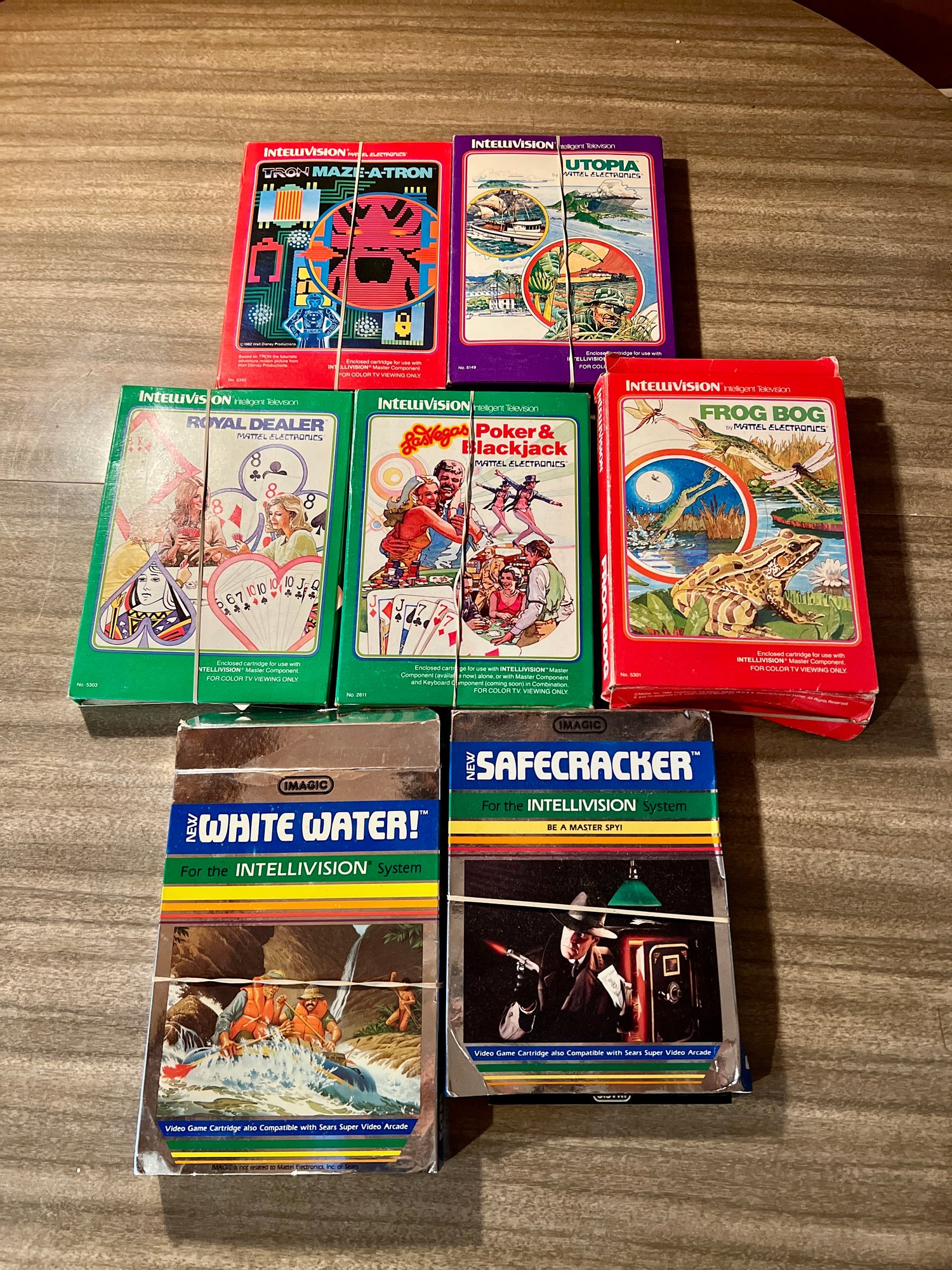 (B-22) COLLECTION OF SEVEN VINTAGE MATTEL INTELLIVISION GAMES - ALL IN ...